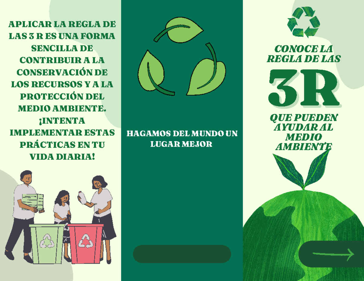 Folleto Triptico de Cuidado Ambiental Reciclaje Moderno Verde - HAGAMOS ...
