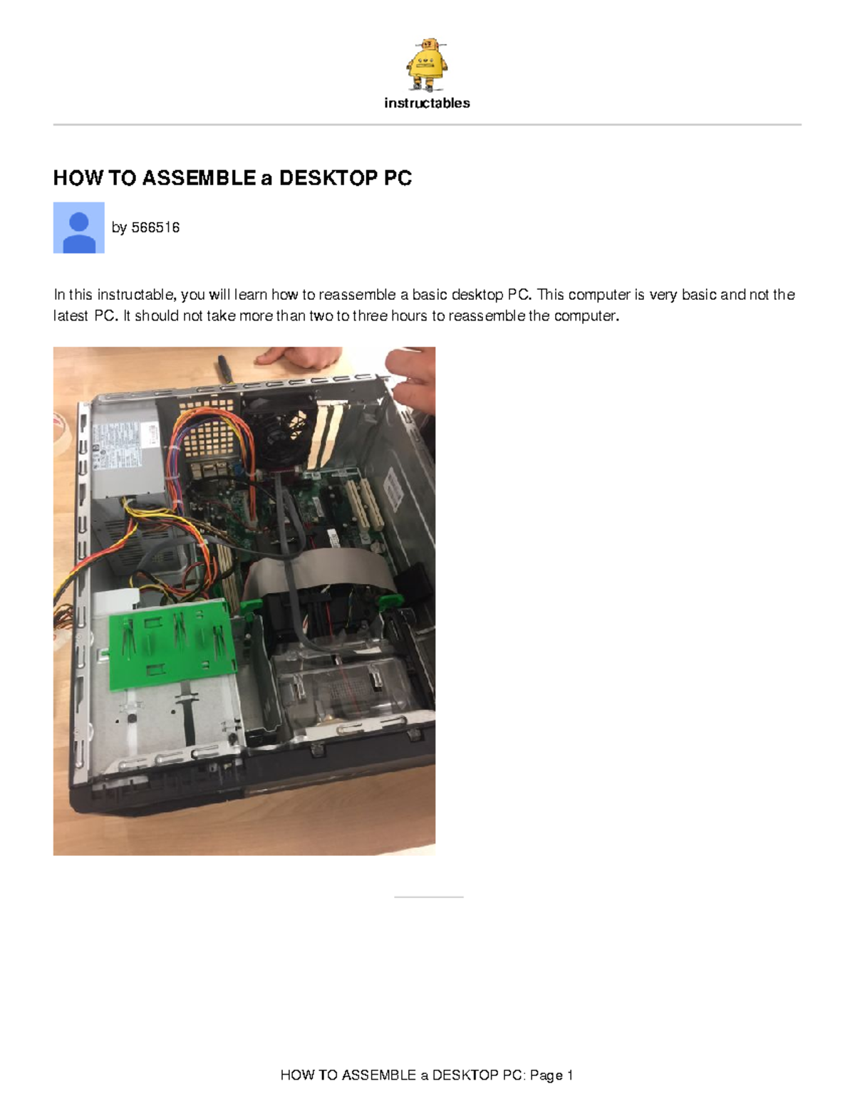 HOW TO Assemble a Desktop PC - instructables HOW TO ASSEMBLE a DESKTOP PC by 566516 In this ...