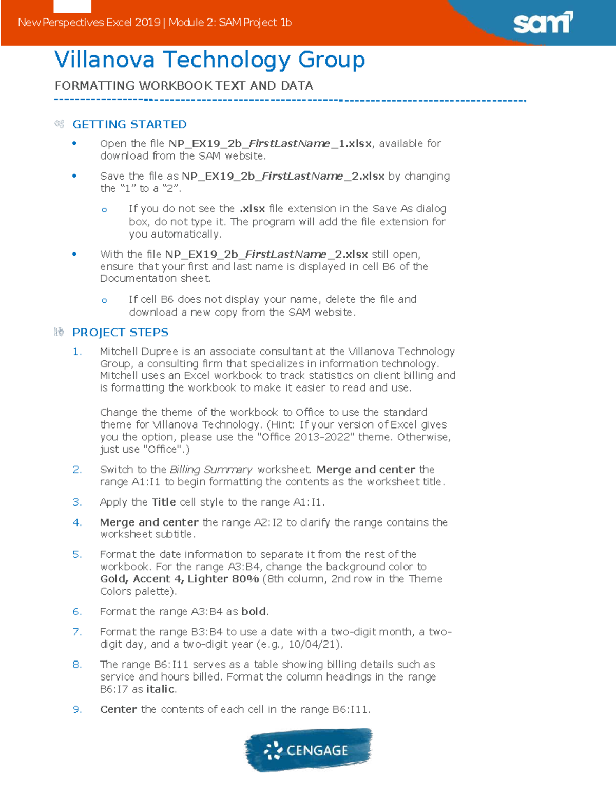 New Perspectives Excel 2019 Module 2: SAM Project 1b Instructions - Studocu