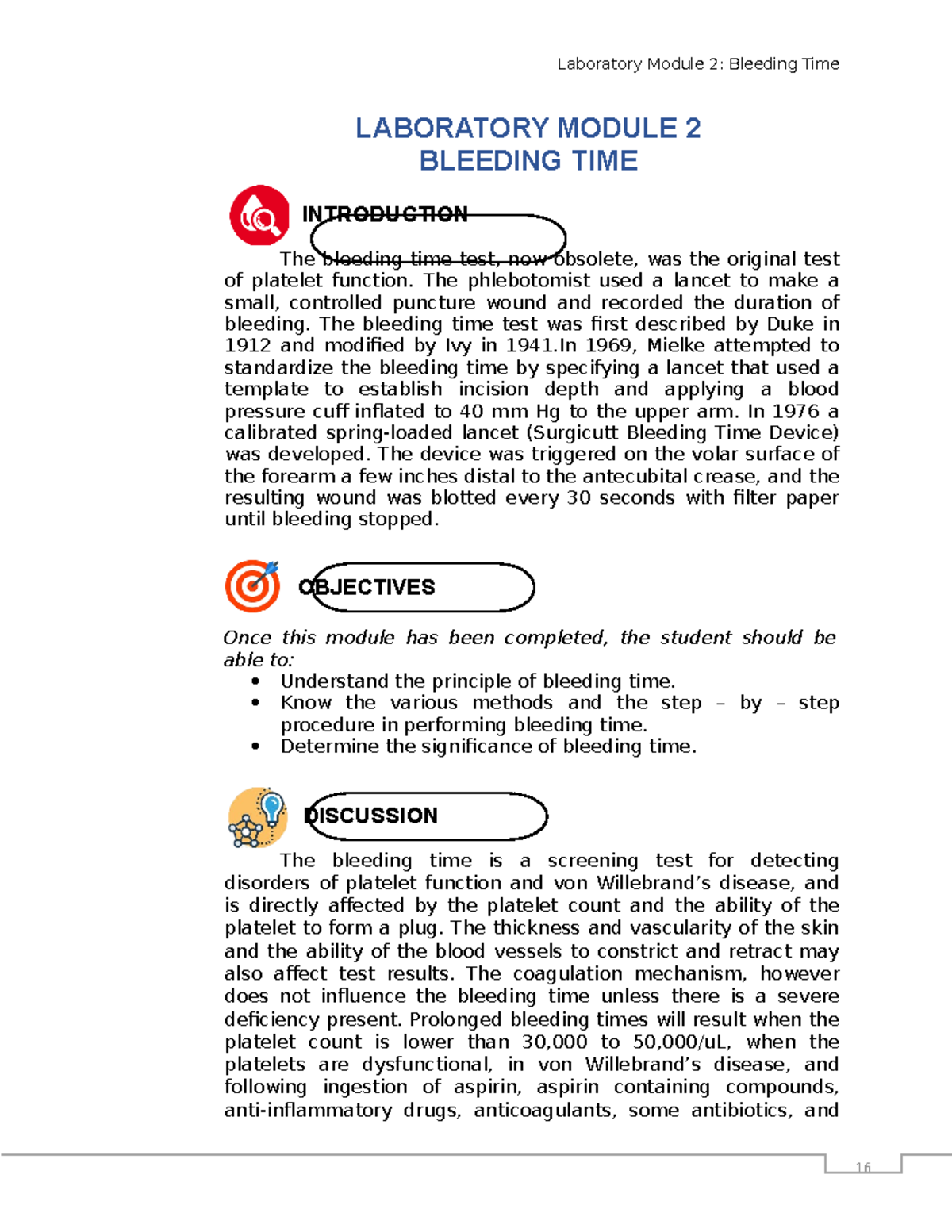 LAB 2: Comprehensive Overview of Bleeding Time Test Methods - Studocu