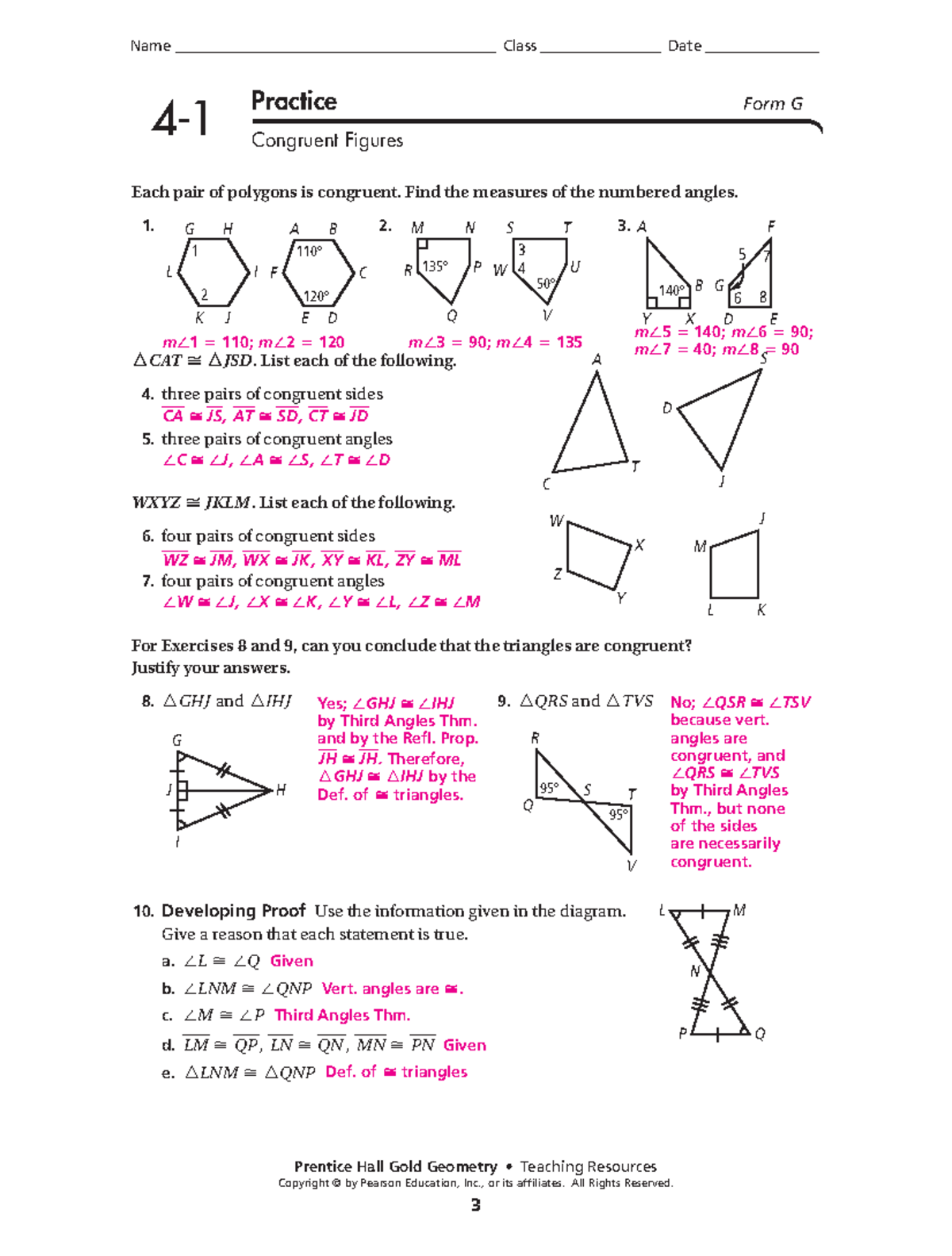 4-1 - Model Case Studies - Prentice Hall Gold Geometry • Teaching ...