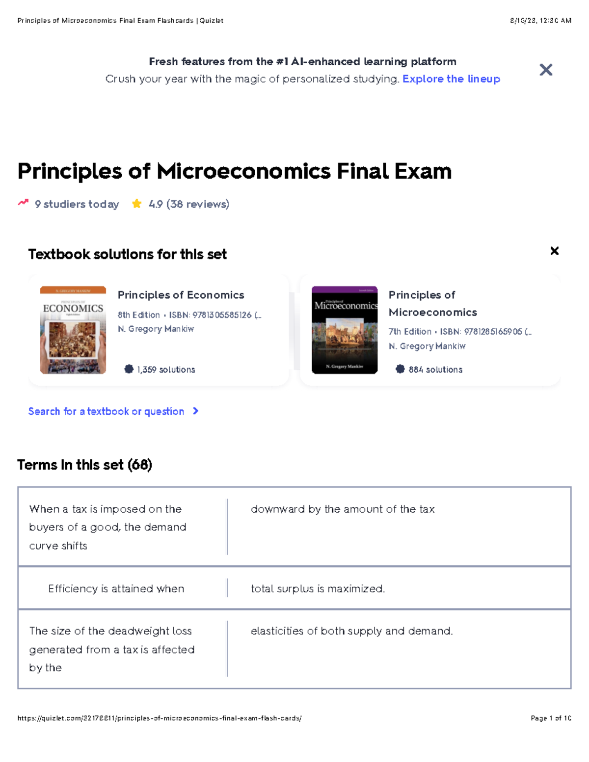 Principles of Microeconomics (ECO101) Final Exam Flashcards Guide - Studocu