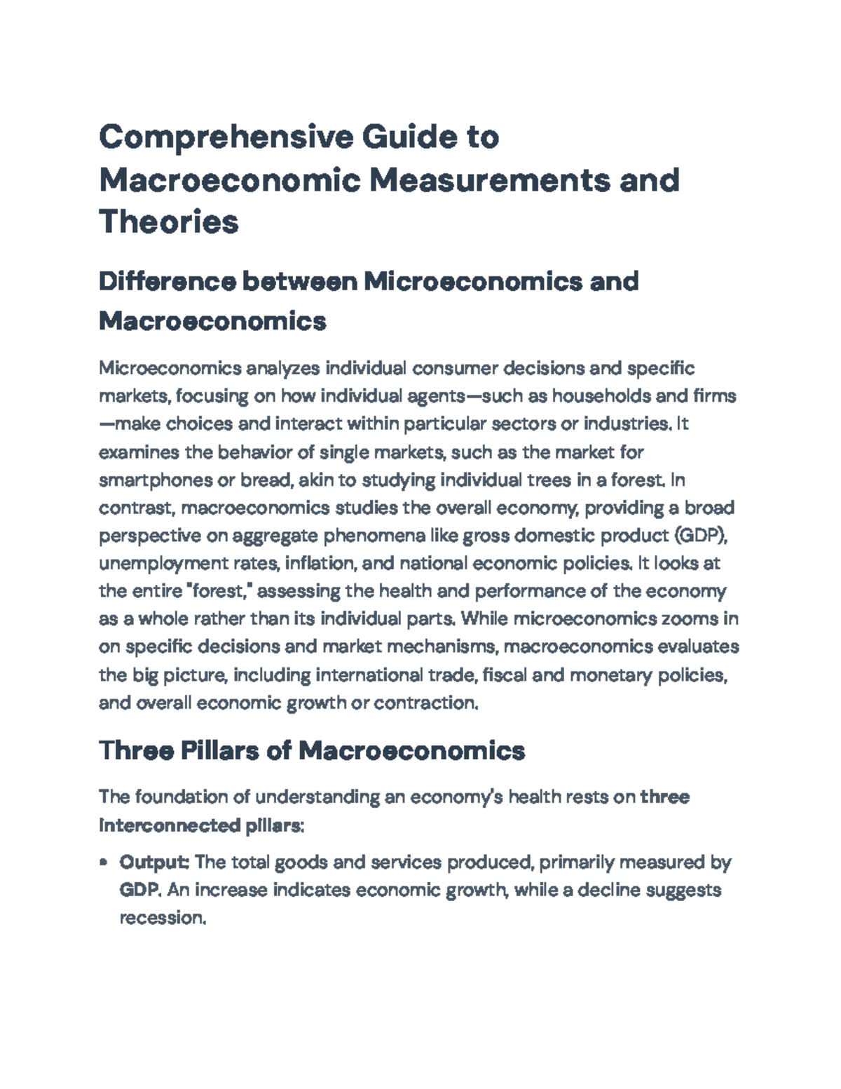 Comprehensive Guide to Macroeconomic Measurements (ECO 101) - Studocu