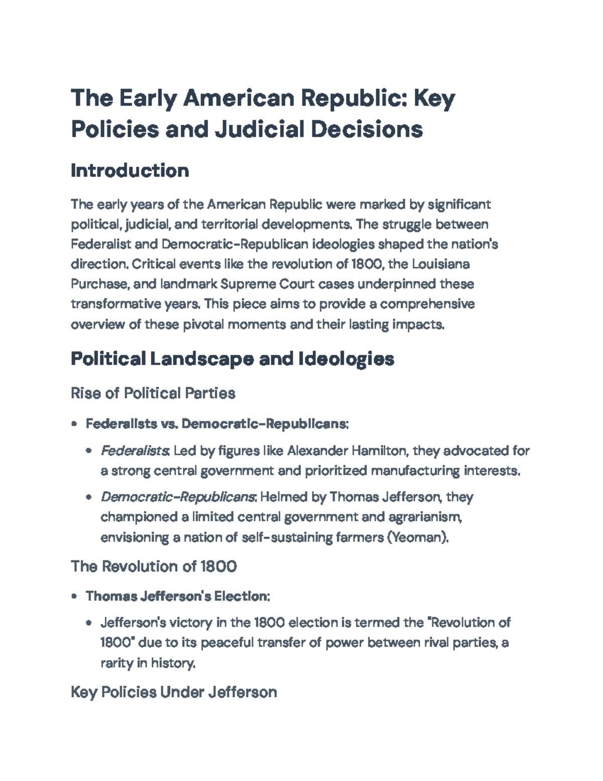 The Early American Republic: Essential Policies & Court Cases (HIST 101 ...