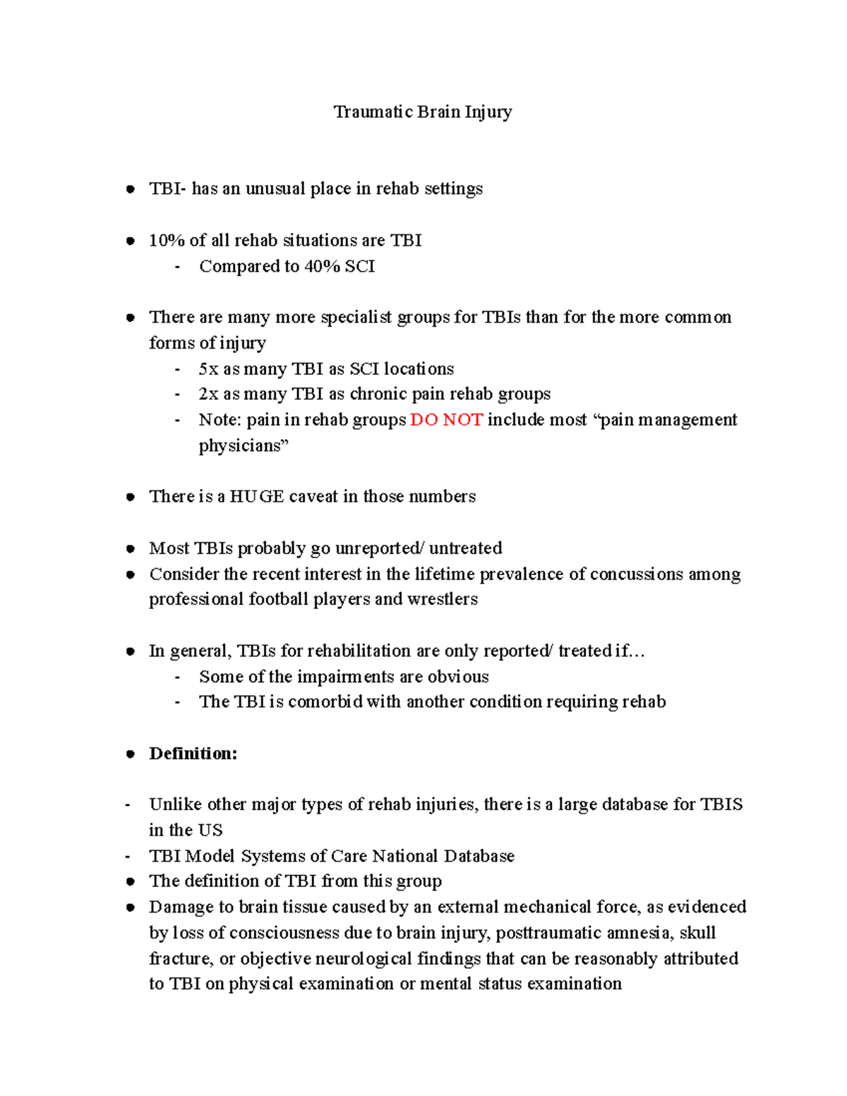 Understanding Traumatic Brain Injury (TBI) - Course Notes - Studocu