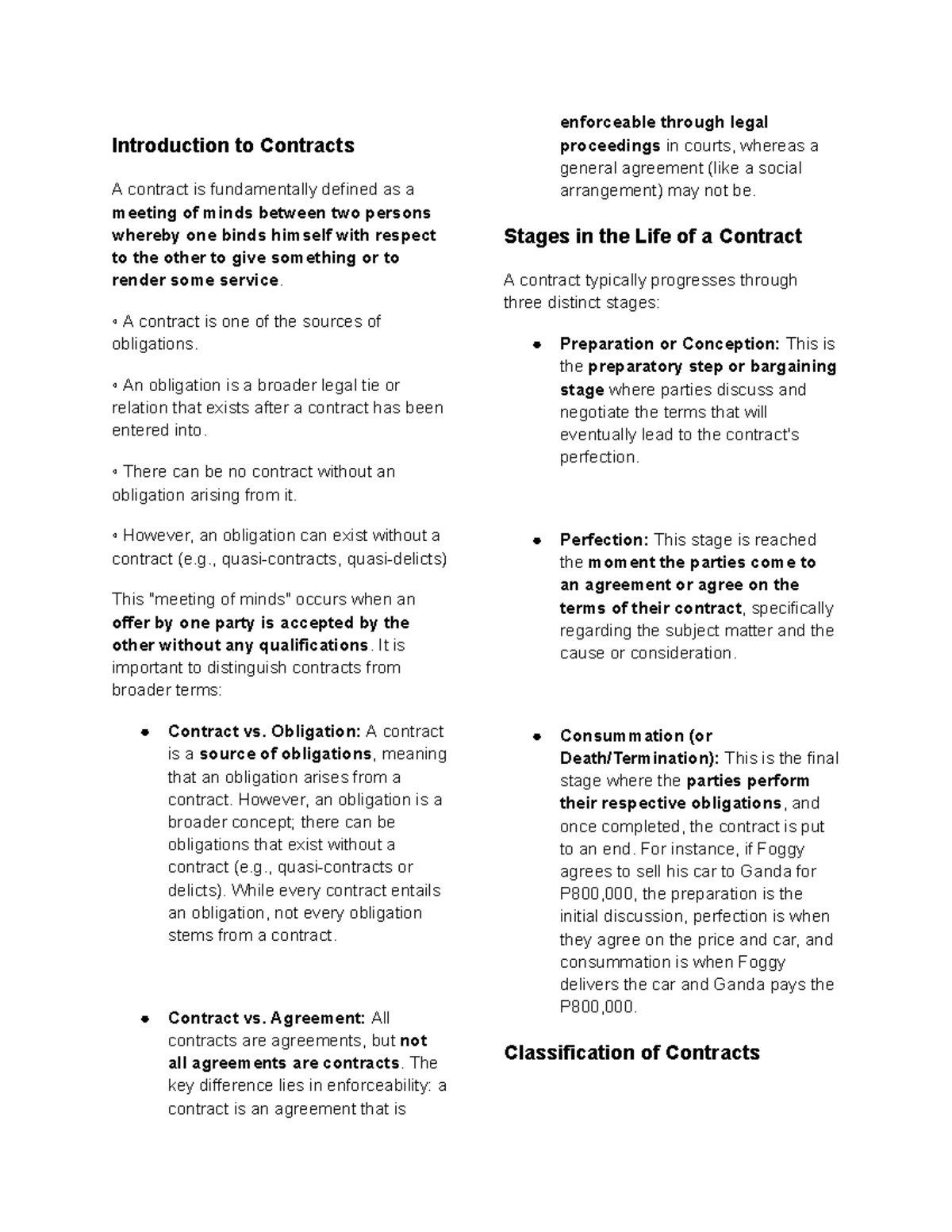 OBLI 101: Introduction to Contracts and Their Interpretation - Studocu