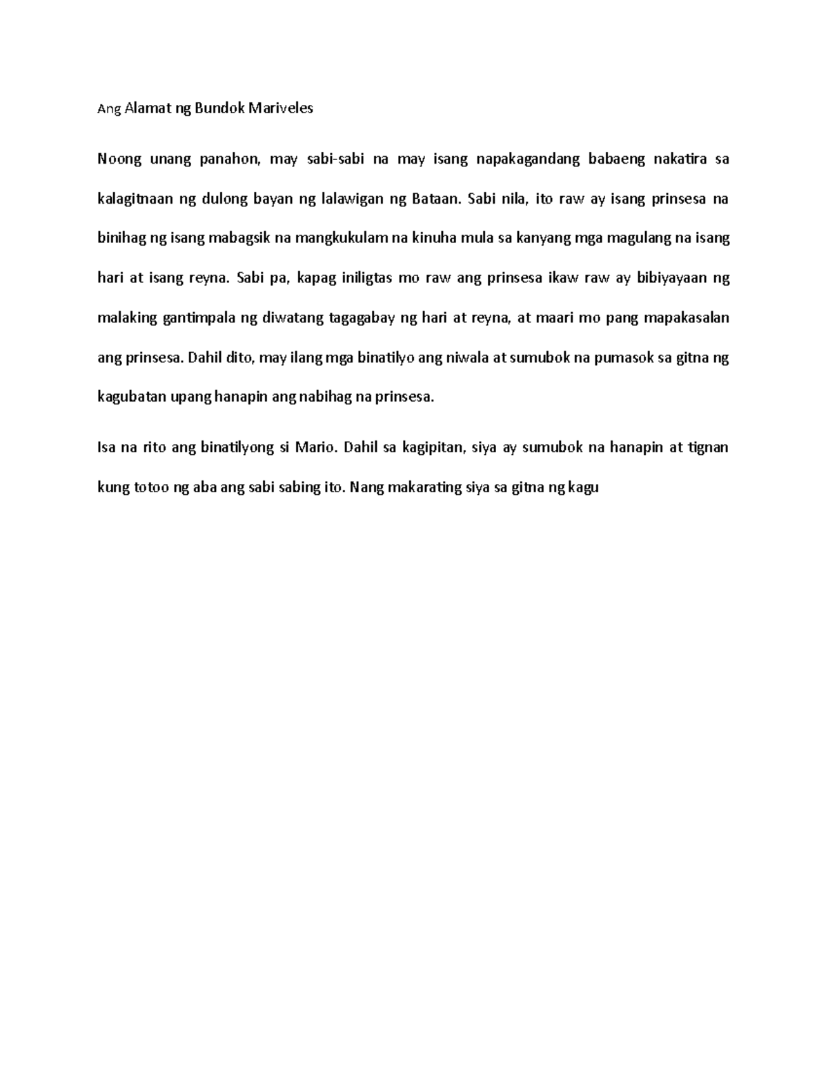 Alamat ng Bundok Mariveles: Isang Kuwento ng Prinsesa at Gantimpala ...