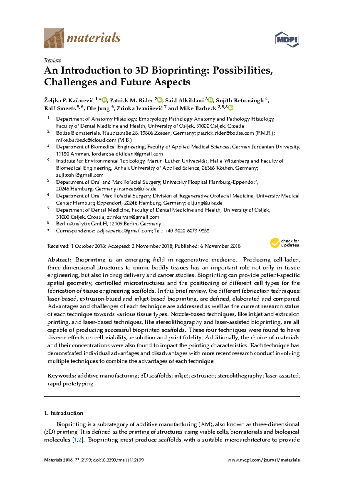 Materials Review: 3D Bioprinting Techniques, Challenges & Future ...
