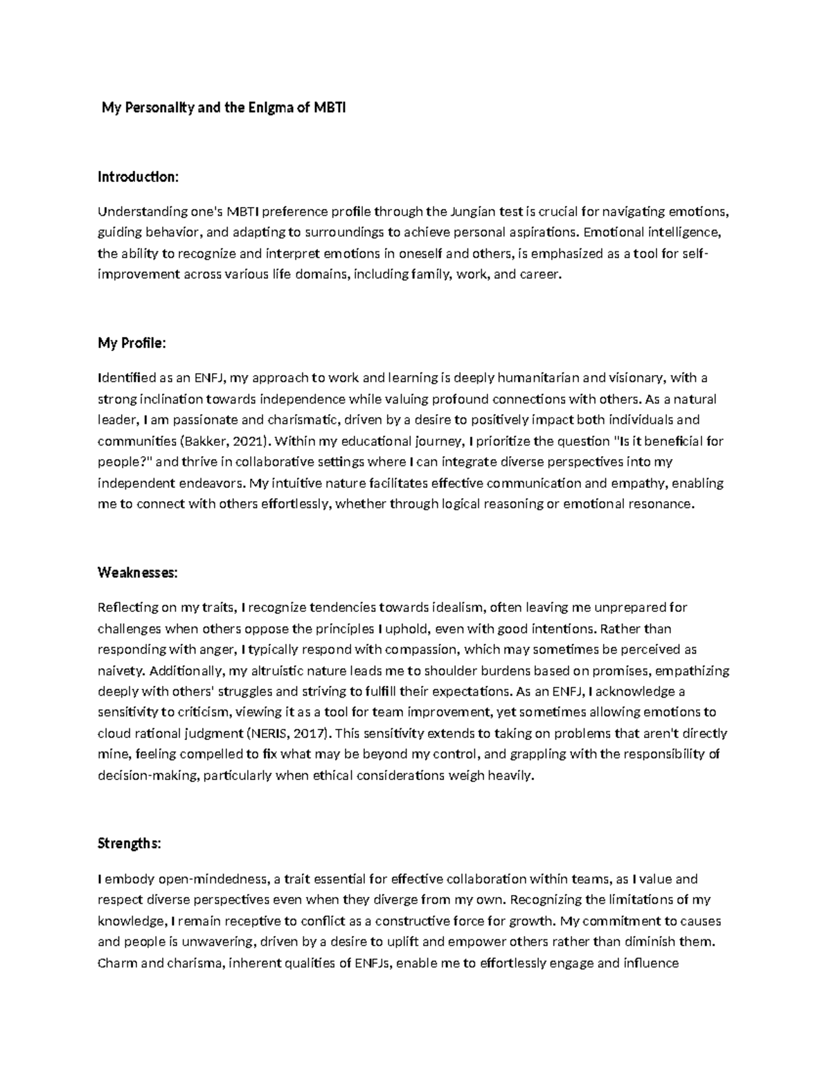 My Personality-Written assignment unit 2 PSYC 1205 - My Personality and ...