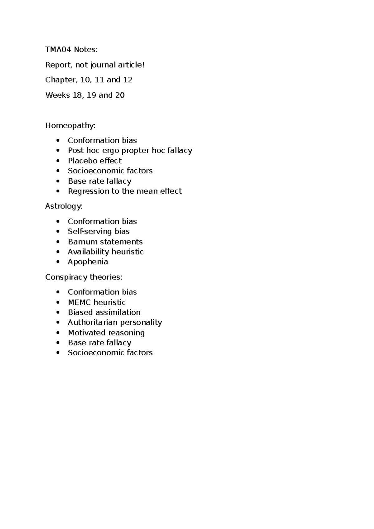 TMA04 Notes - TMA04 Notes: Report, not journal article! Chapter, 10, 11 ...