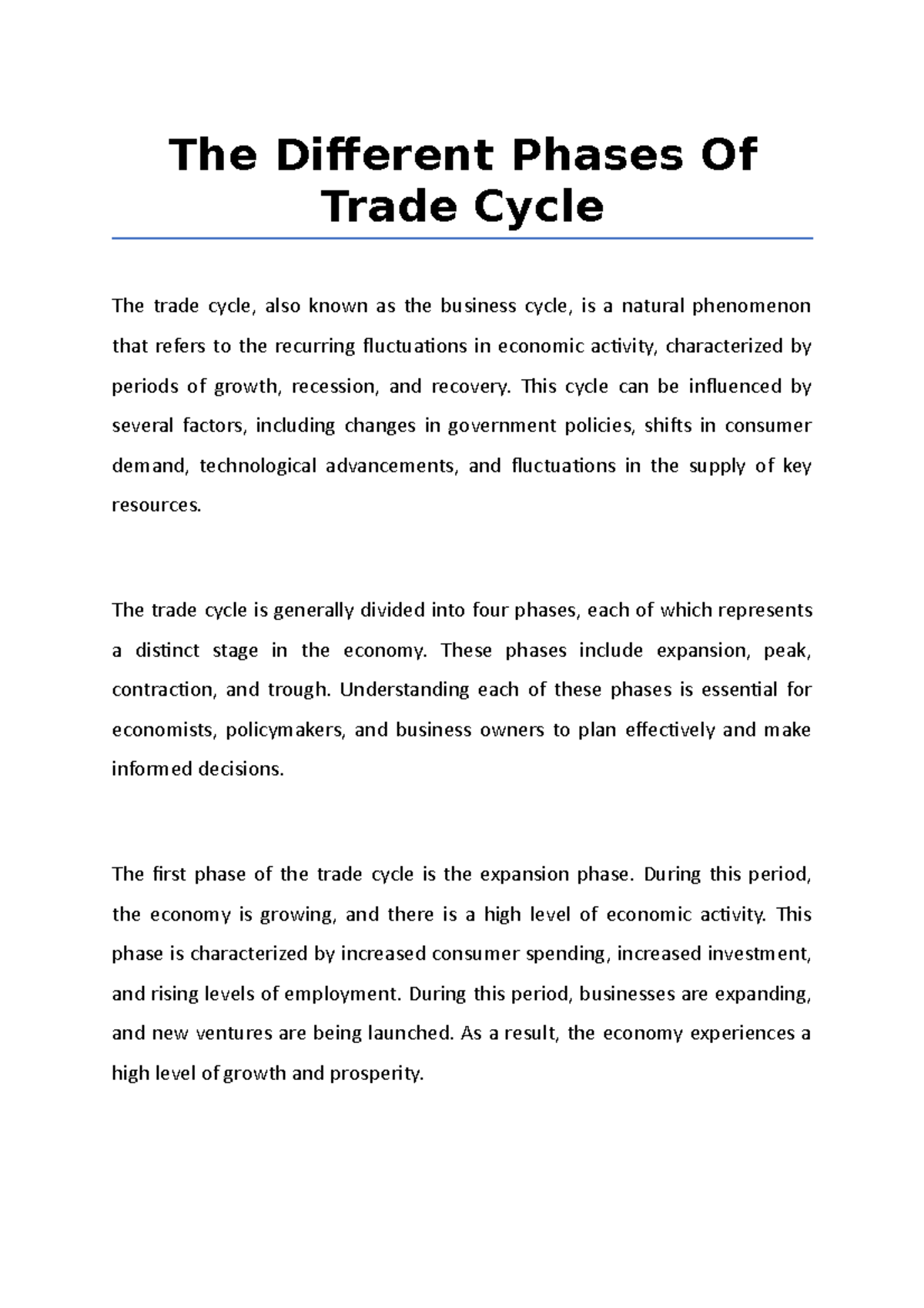 Understanding the Phases of the Trade Cycle: Key Economic Insights ...