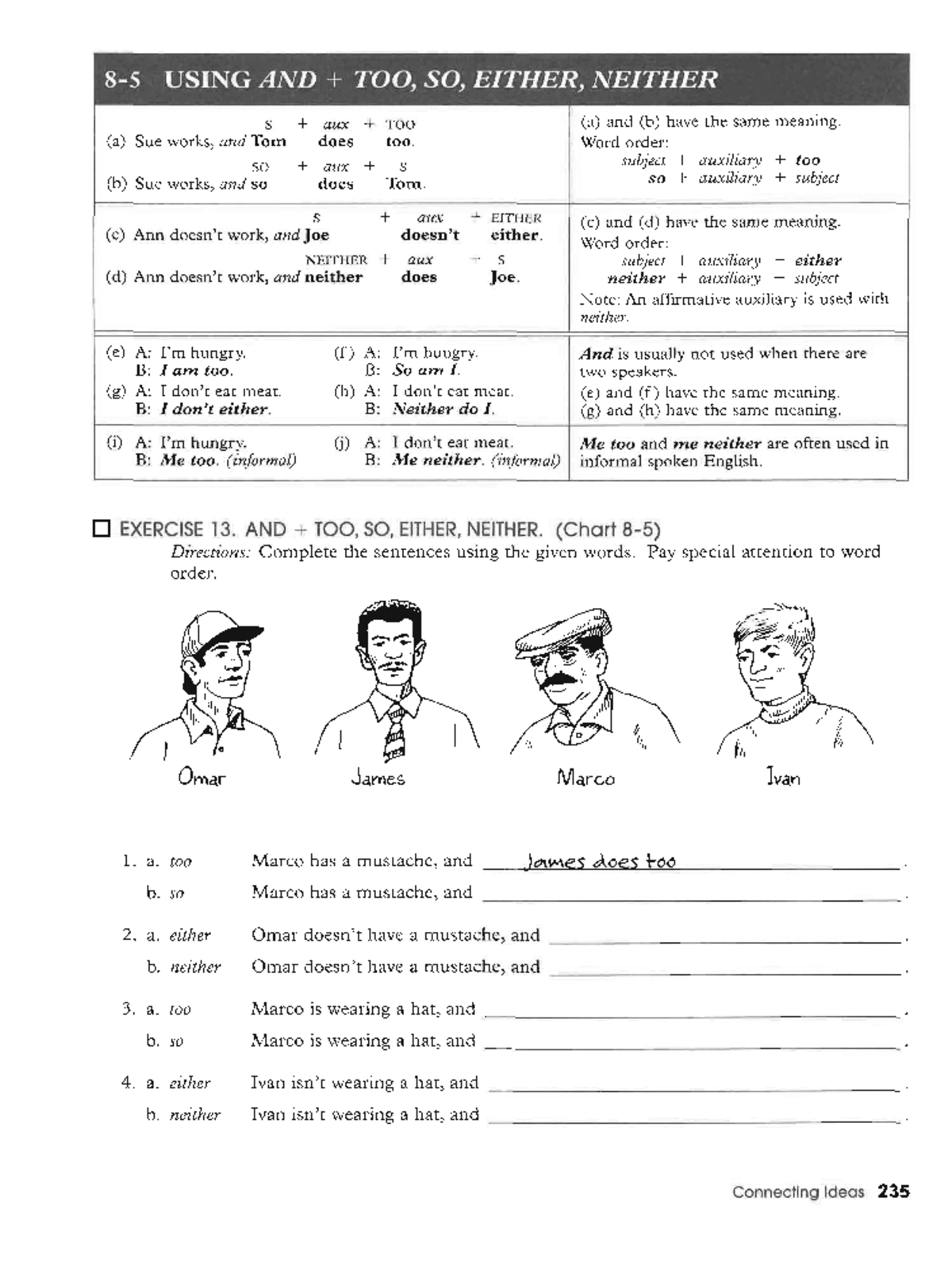 USING AND TOO, SO, EITHER, NEITHER: Grammar Exercises (ENG101) - Studocu