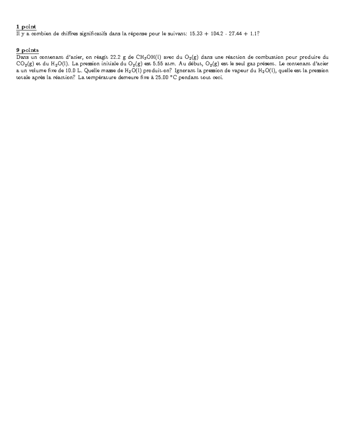 Midterm 1 Online 2019: Chiffres Significatifs et Combustion - Studocu