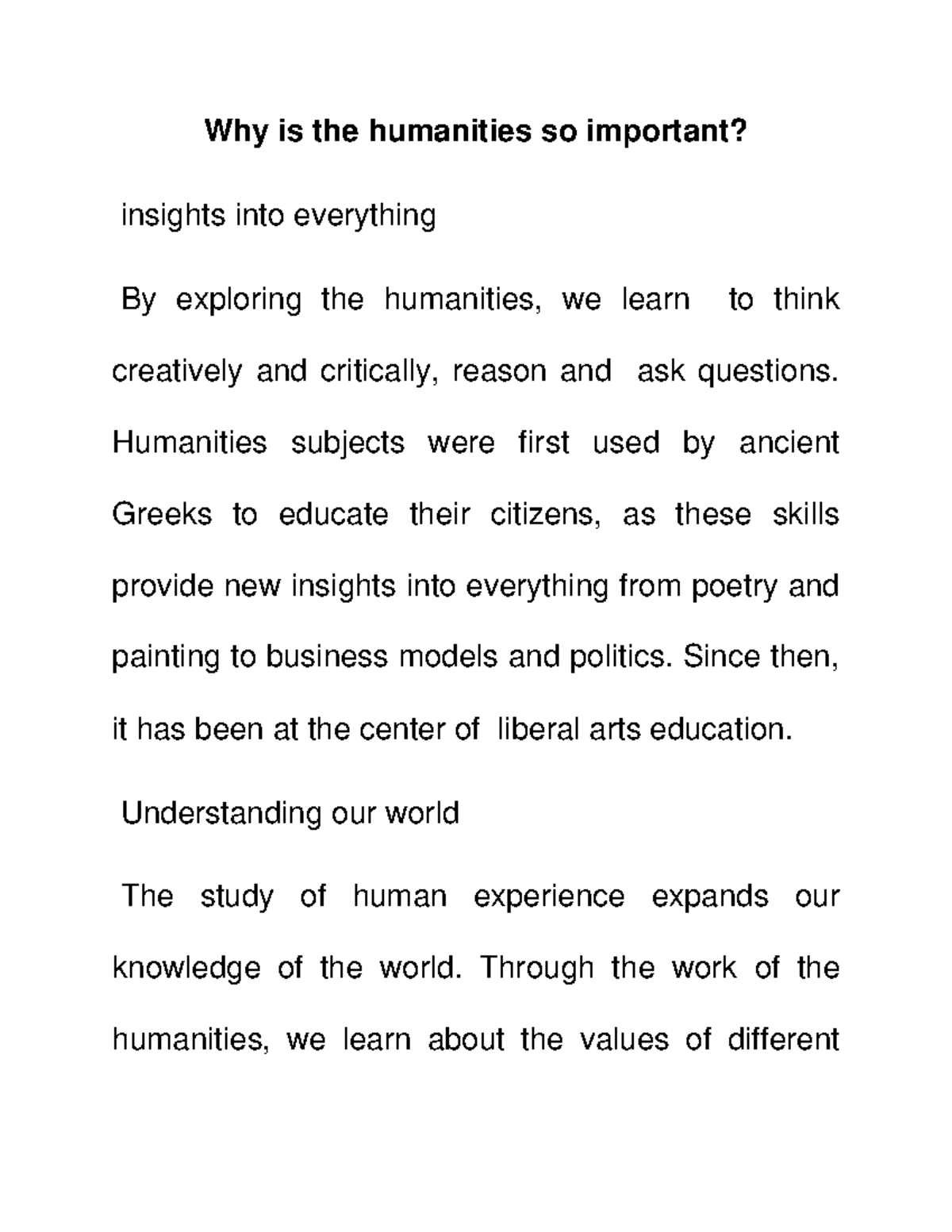 The Importance of Humanities in Understanding Cultures and History ...