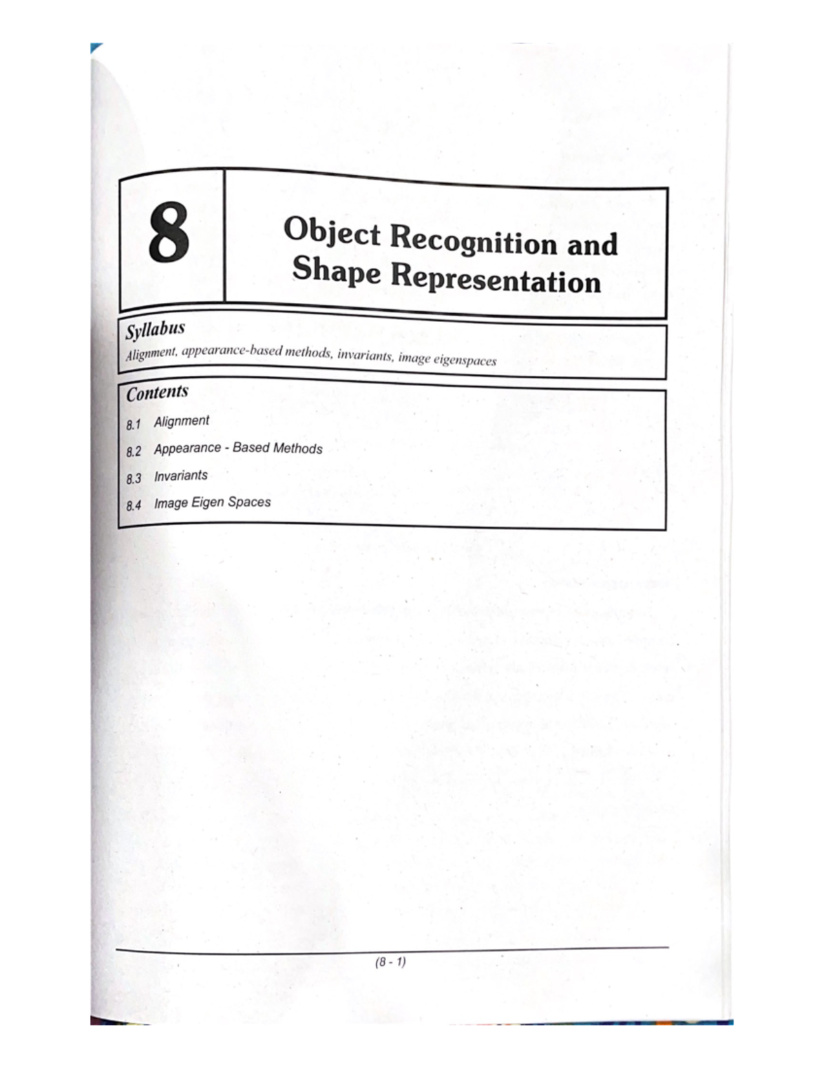 CV CH-8CV CH-8CV CH-8 - 8 Object Recognition and Shape Representation ...
