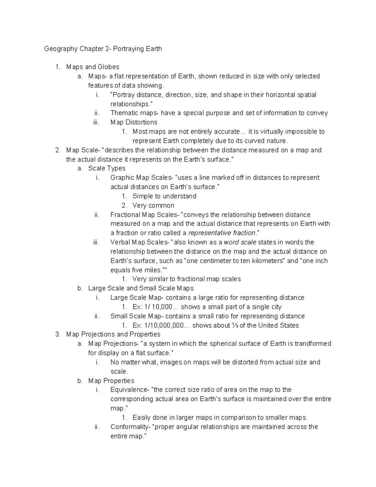 Geography Chapter 2 - Notes - Geography Chapter Portraying Earth 1 ...