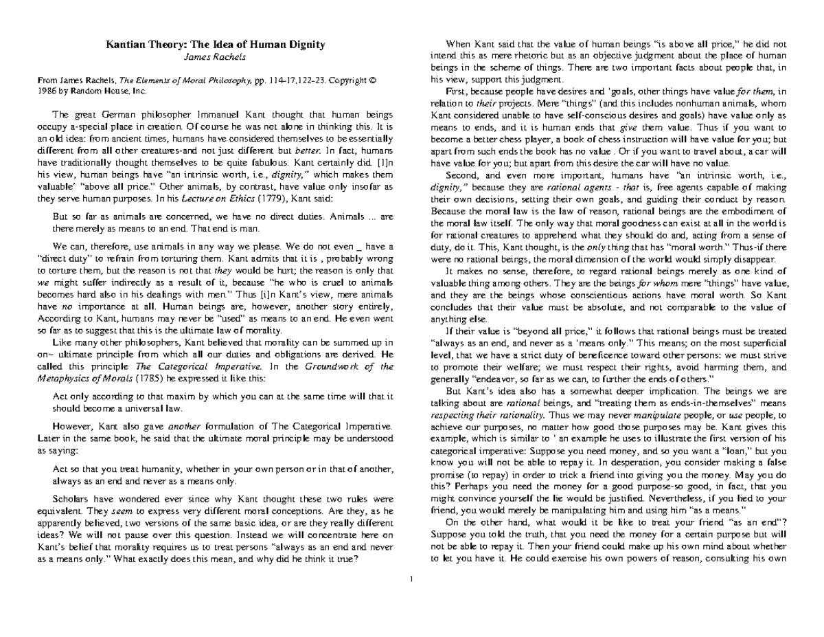 Kantian Ethics: Human Dignity & The Categorical Imperative Analysis ...