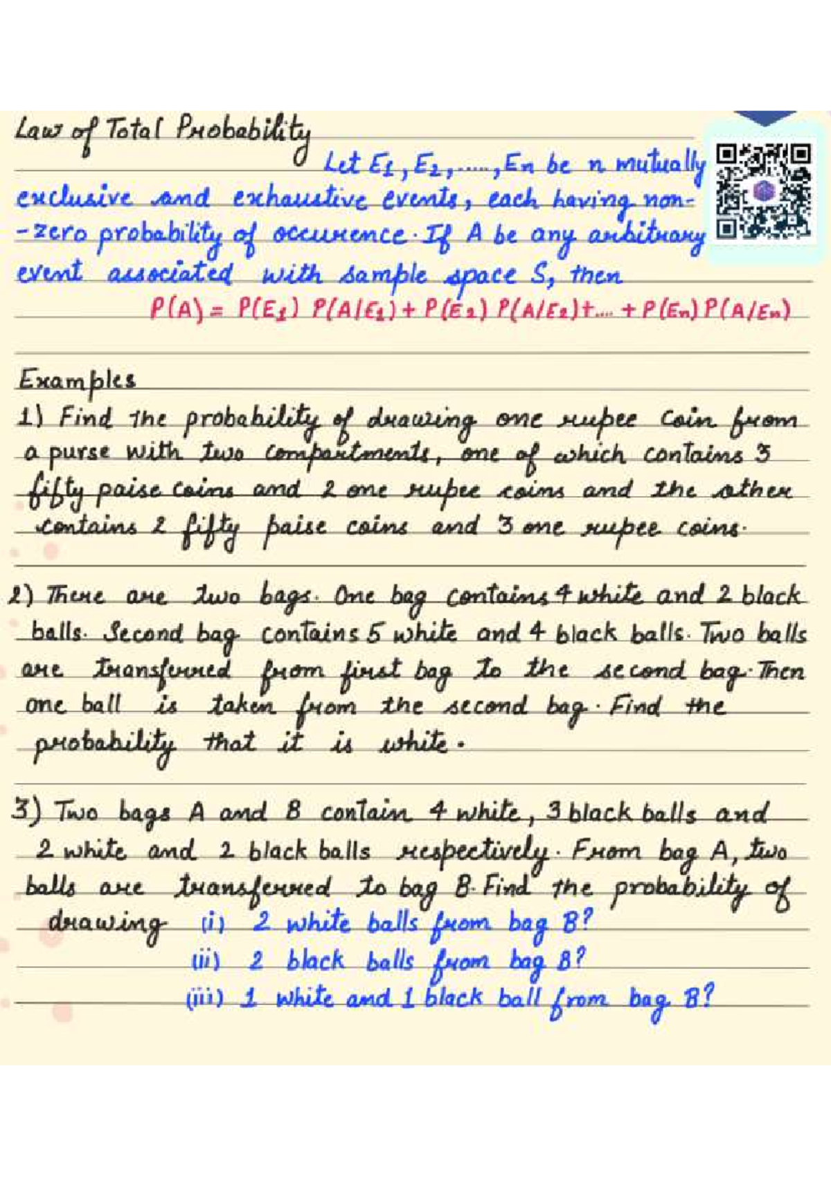 Law of Total Probability: Practice Notes for SS Mathematics - Studocu