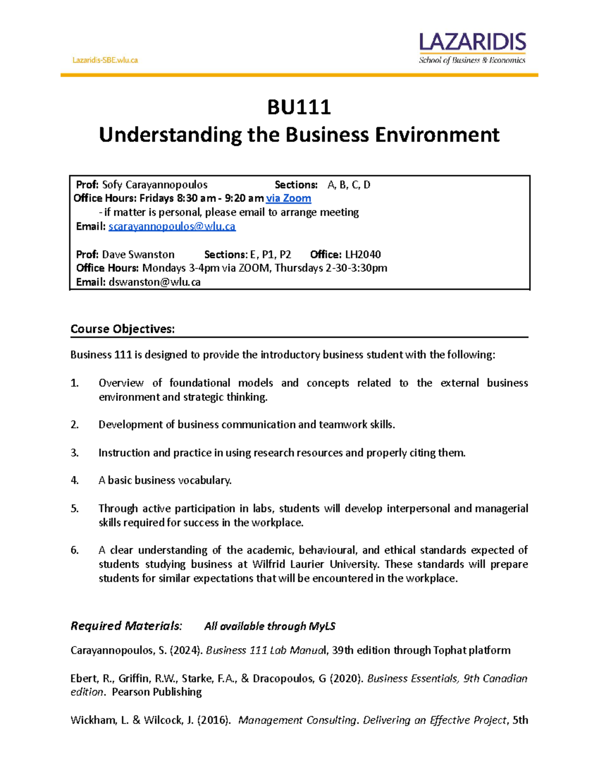 F24 BU111 Course Outline - All Sections - BU Understanding the Business ...