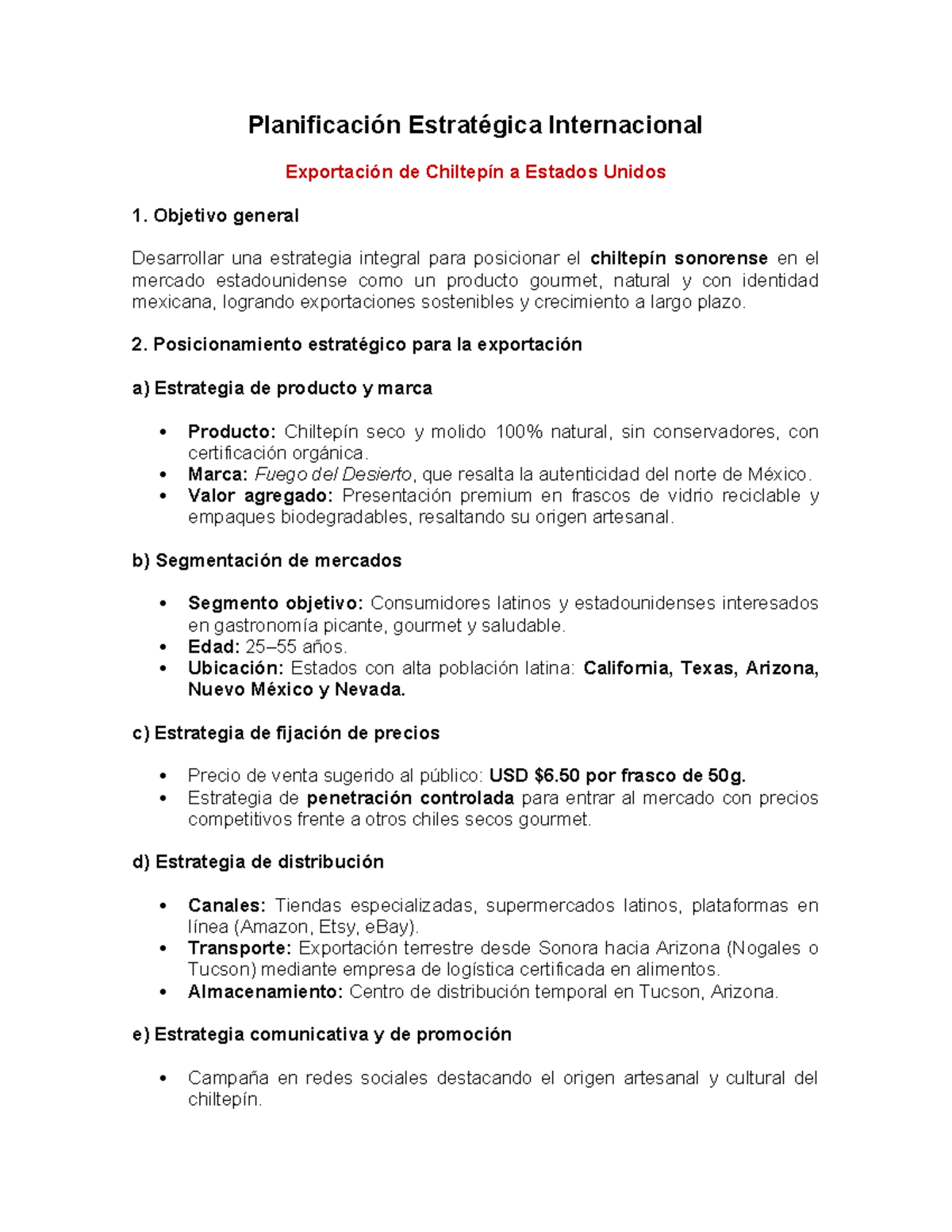 Planificación Estratégica Internacional: Exportación de Chiltepín a EE ...