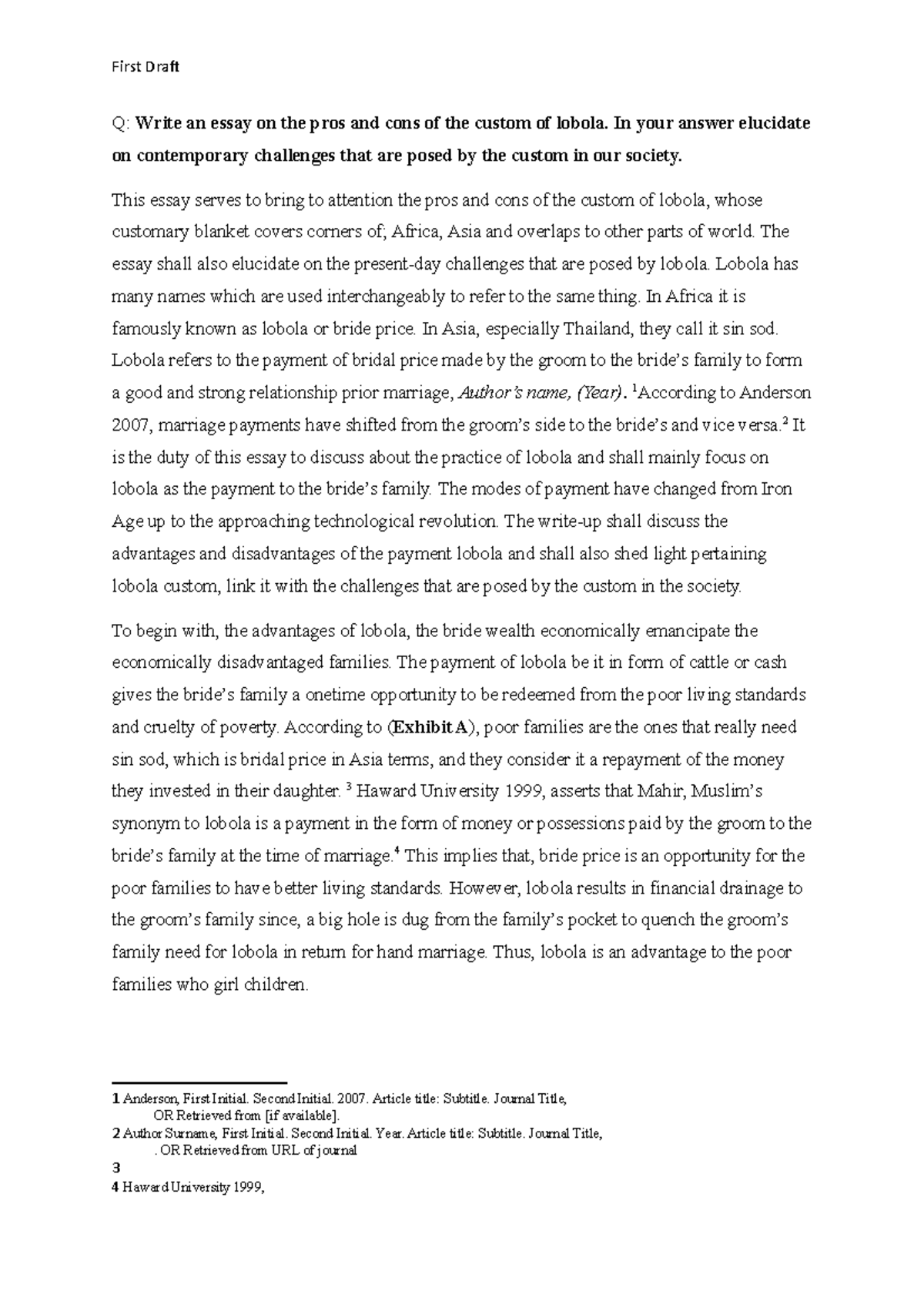 Lobola Essay: Exploring Pros, Cons, and Contemporary Challenges - Studocu
