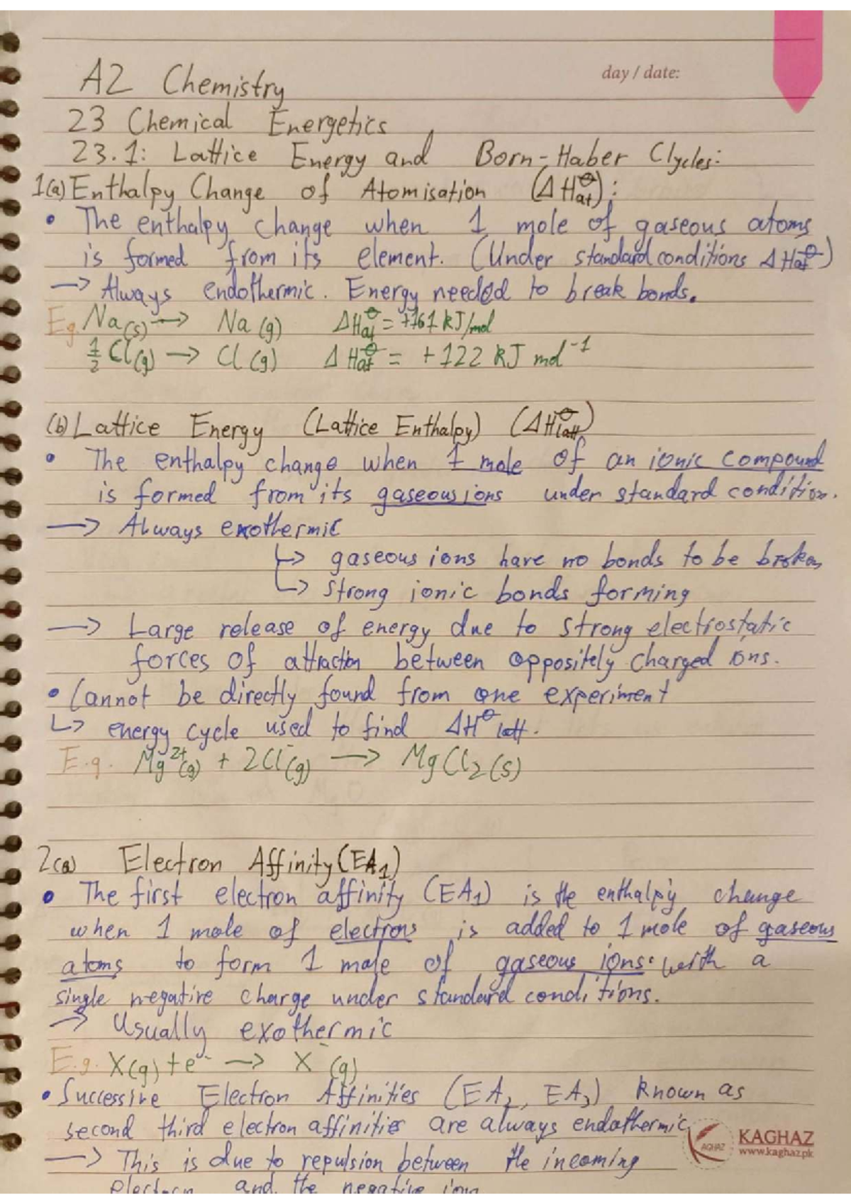 A2 Chemistry Final Exam Notes: Chemical Energetics & Electrolysis - Studocu