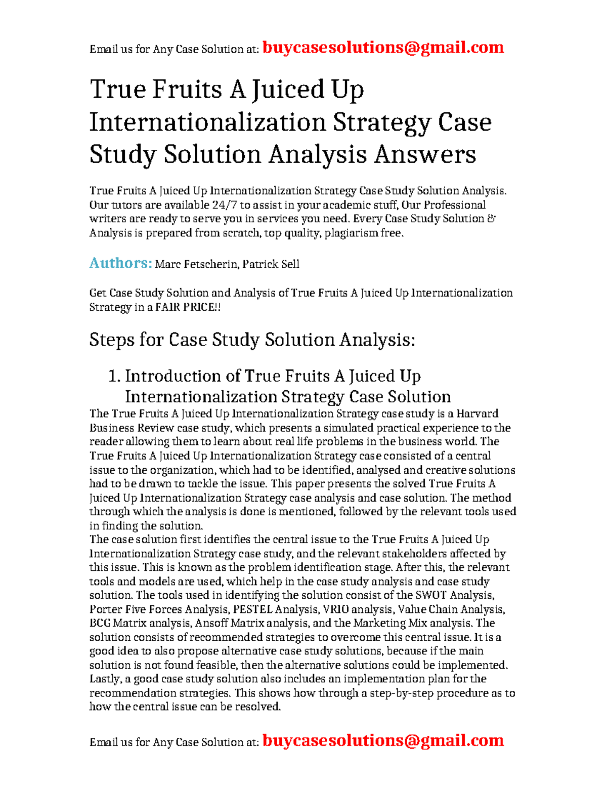 Case Study Solution: True Fruits A Juiced Up Int'l Strategy Analysis ...