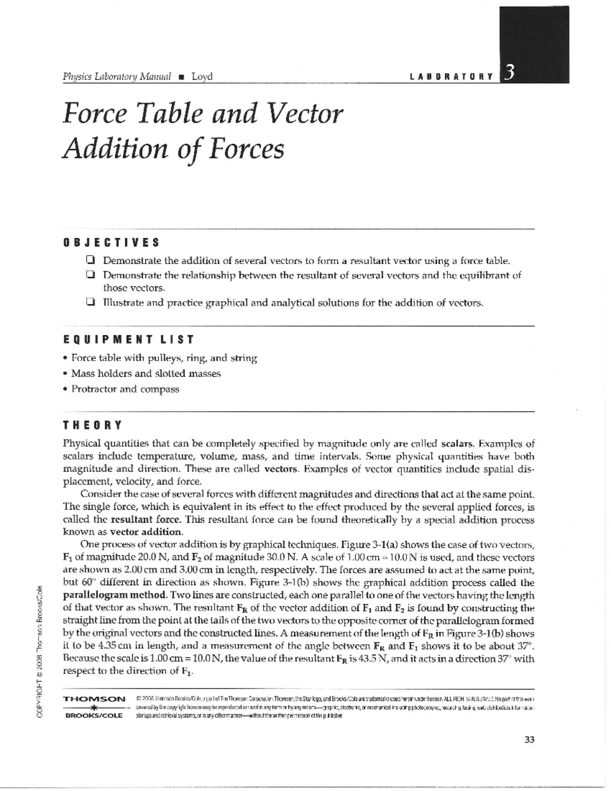 Physics Laboratory Manual: LAB 3 - Force Table & Vector Addition - Studocu