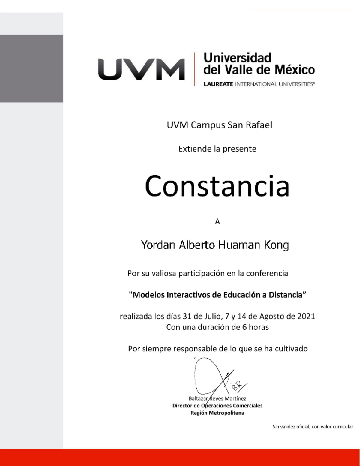 Certificado - Conferencia Modelos Interactivos de Educación a Distancia ...