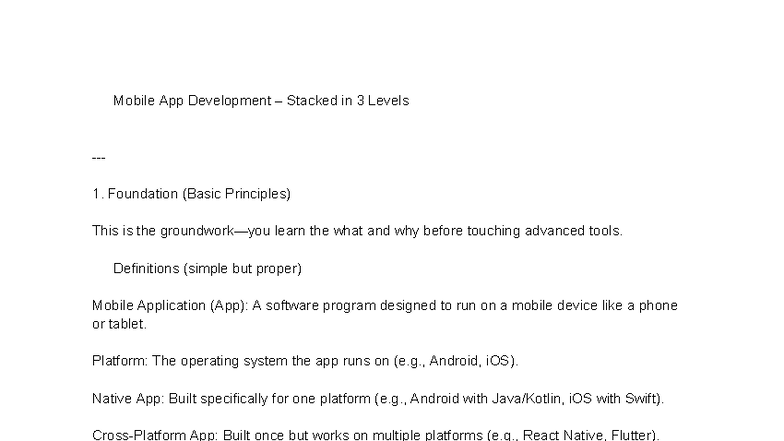 📱 Mobile App Development 101: Foundations & Frameworks - Studocu