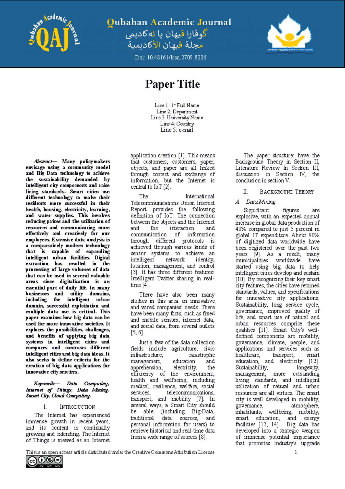 QAJ English Template - Doi: 10.48161/Issn- Paper Title Line 1: 1st Full ...