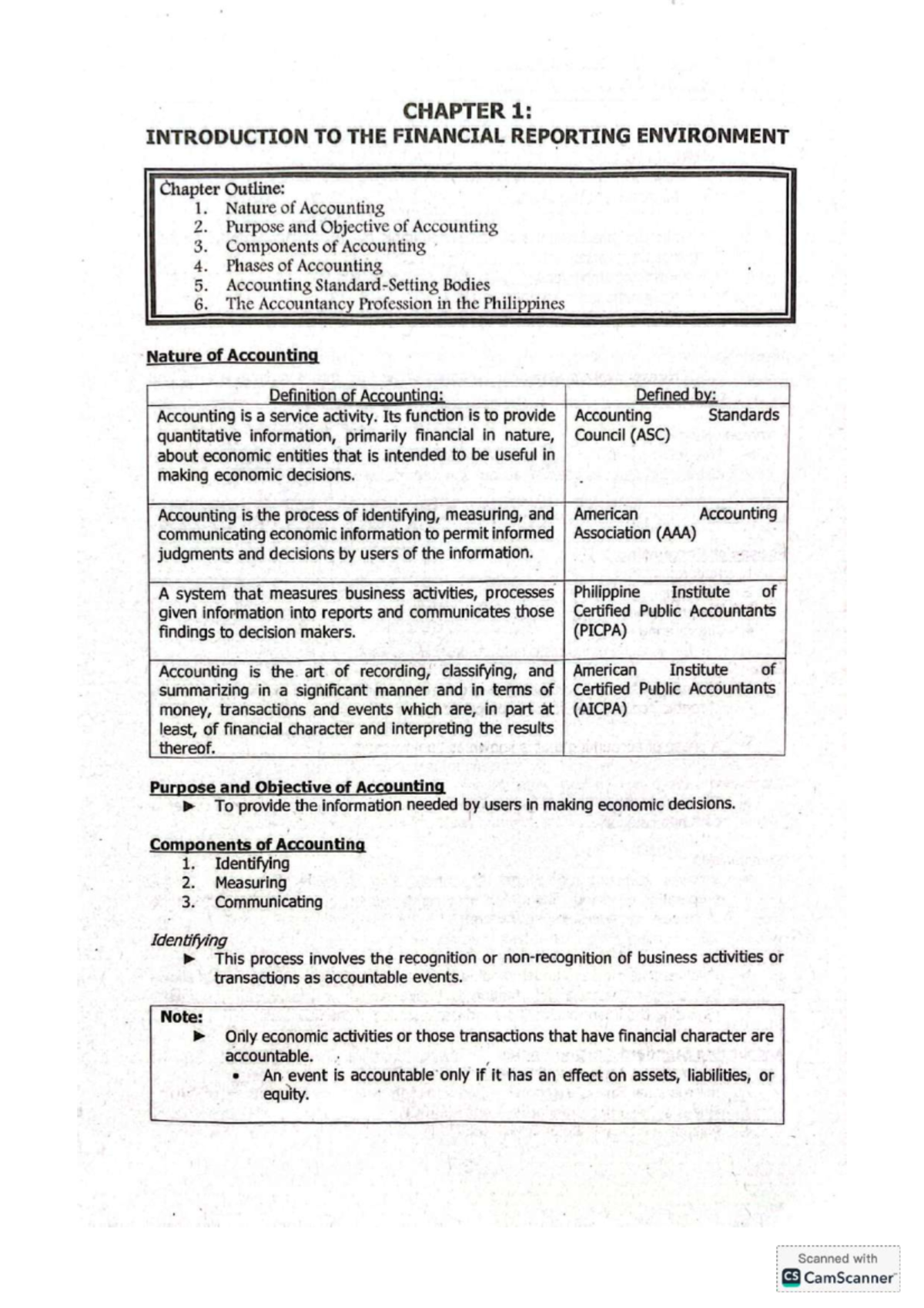 Chapter 1: Introduction to Financial Reporting Environment (ACC 101 ...
