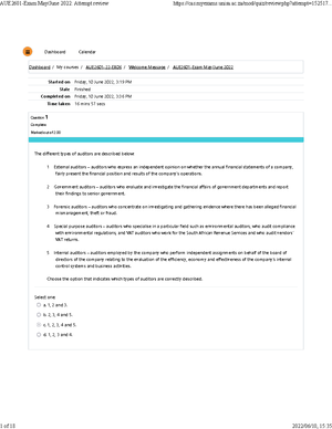Prior year Aue1601 Assignment 2 Semester 1 2022 - ASSIGNMENT 02: ESSAY-TYPE QUESTIONS UNIQUE ...