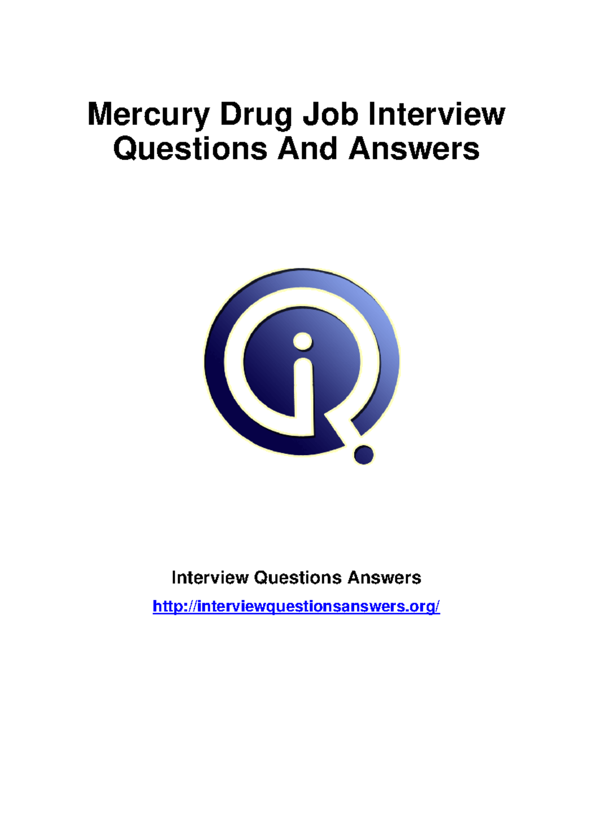 6960 Mercury Drug Job Interview Q&A Preparation Guide - Studocu