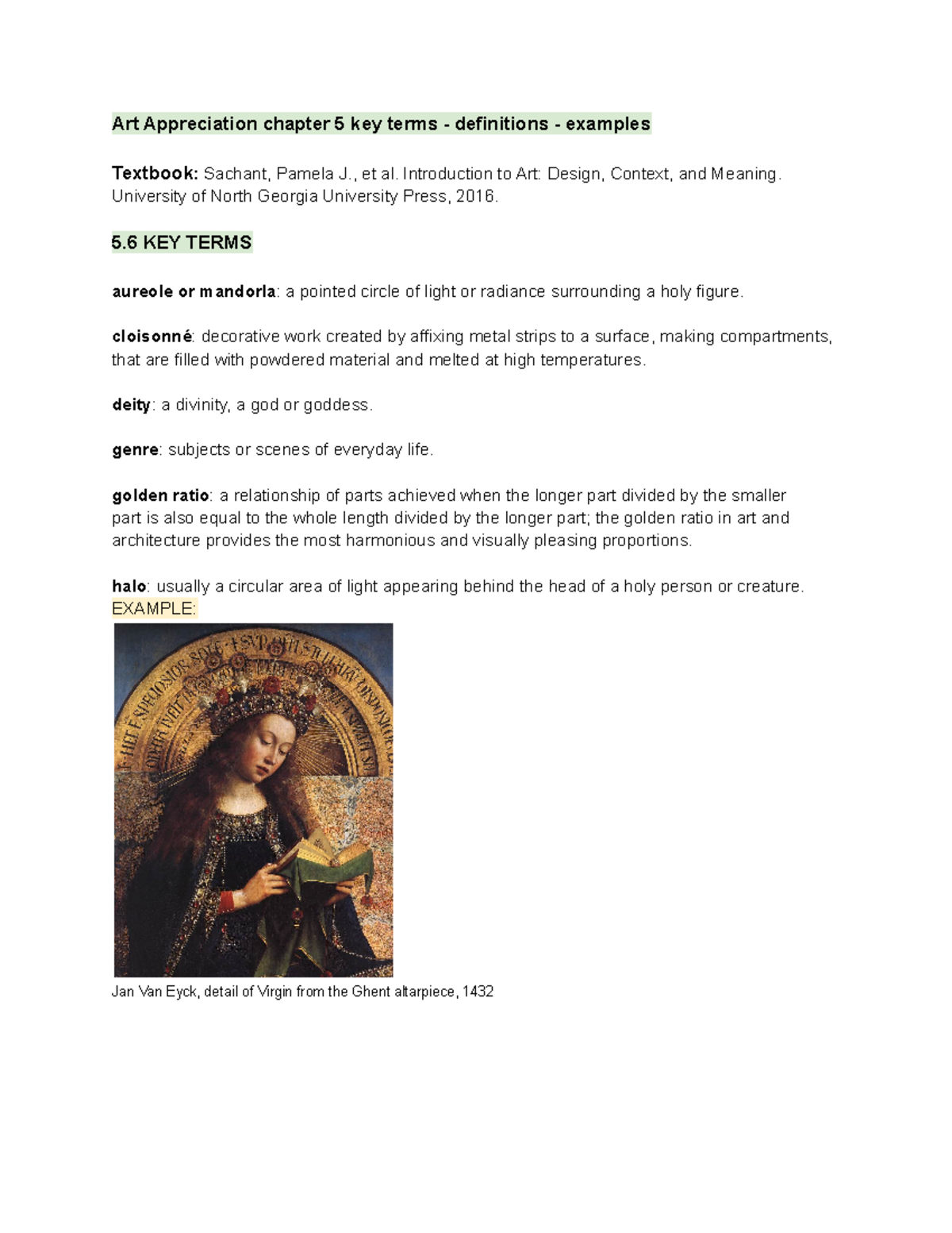 Art Appreciation CH 5: Key Terms with Definitions & Examples - Studocu