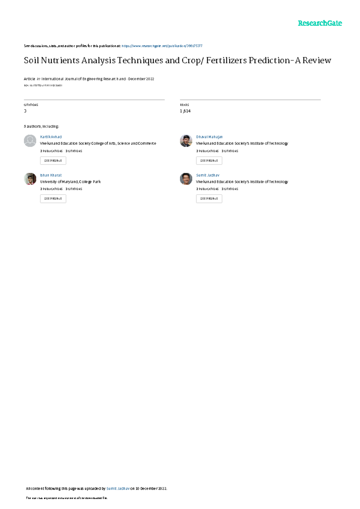 Soil Nutrients Analysis Techniques and Fertilizers: A Review (IJERT 11IS12002) - Studocu