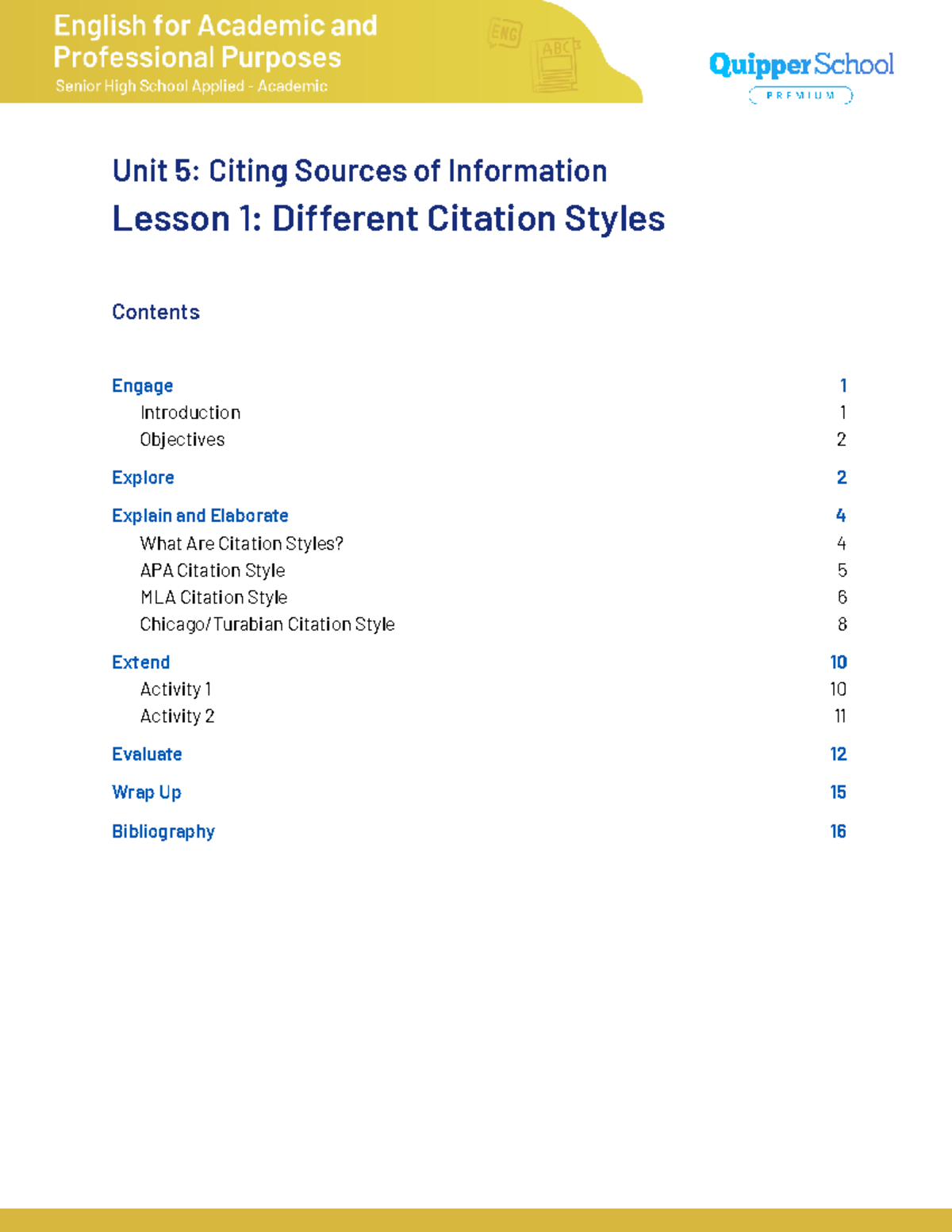 EAP-11 Unit 5: Lesson 1 - Understanding Different Citation Styles - Studocu