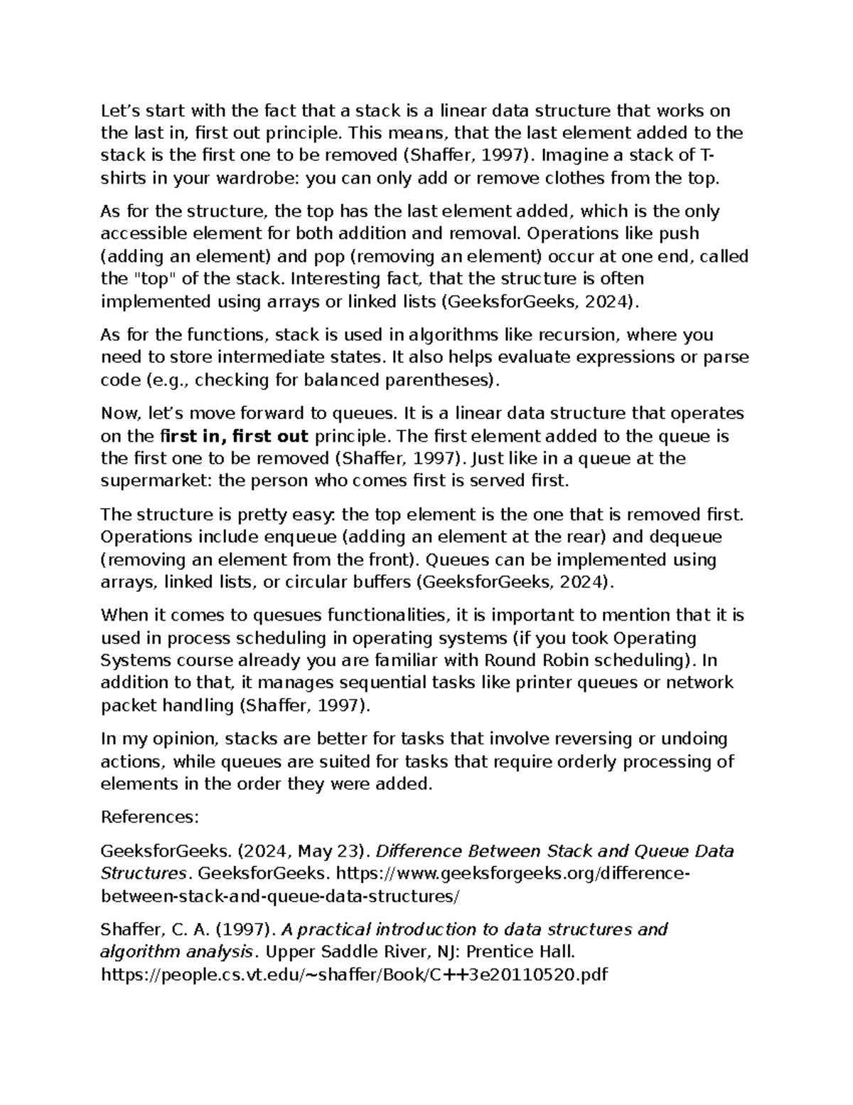 DF3 - Discussion forum Unit 3 - Let’s start with the fact that a stack ...