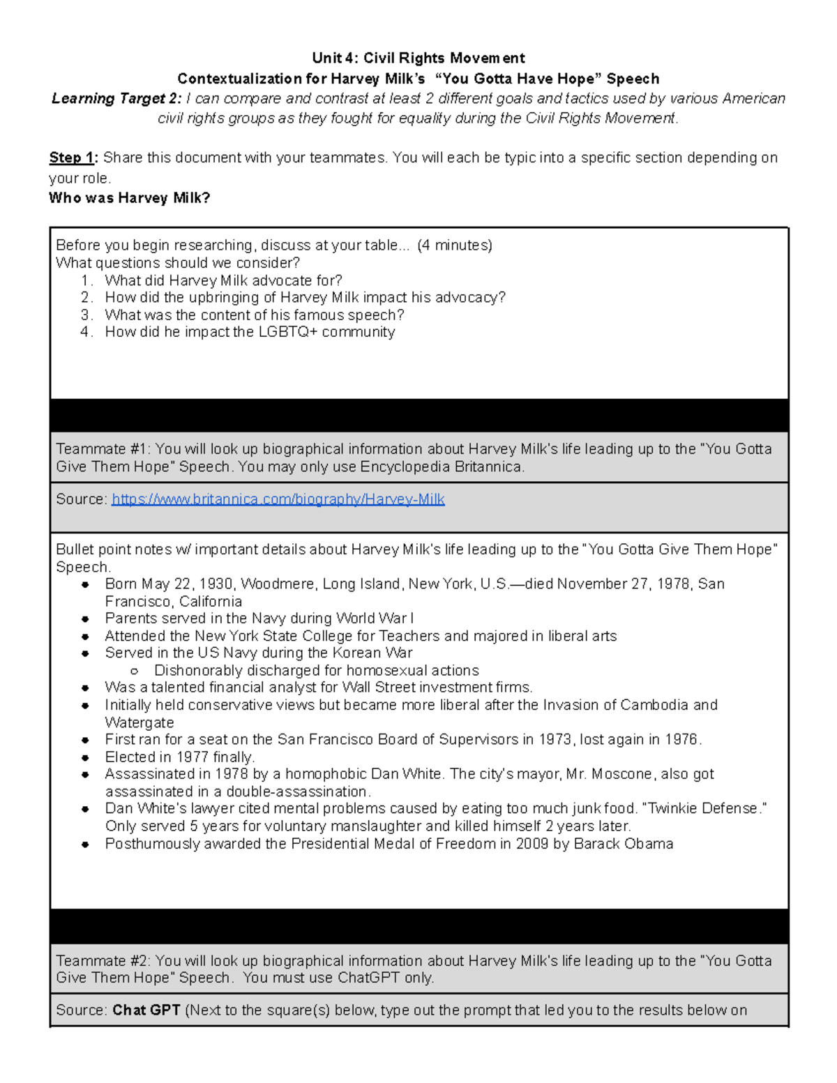 12.5 - CRM Context for Harvey Milk Note-Taker BG - Unit 4: Civil Rights ...
