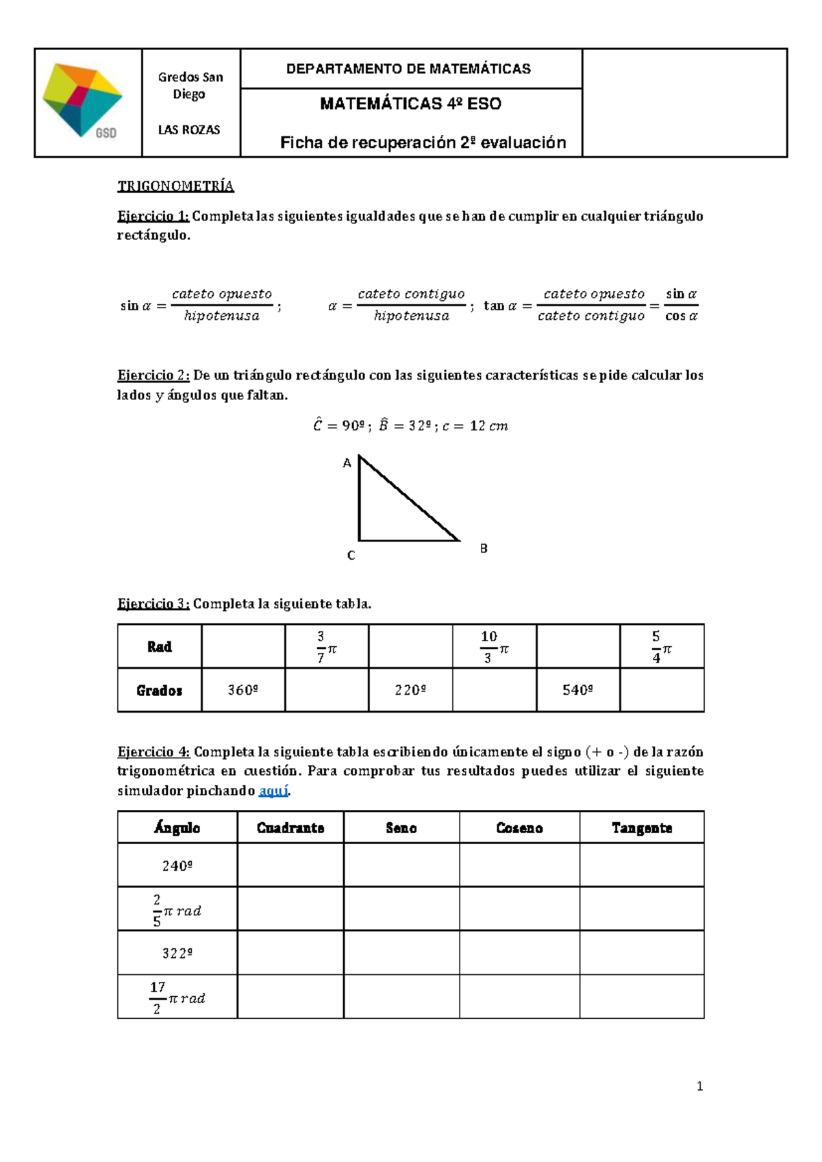 2324 - Mates ºESO - Cuaderno Repaso 2ª EV - Semana Santa - Gredos San ...