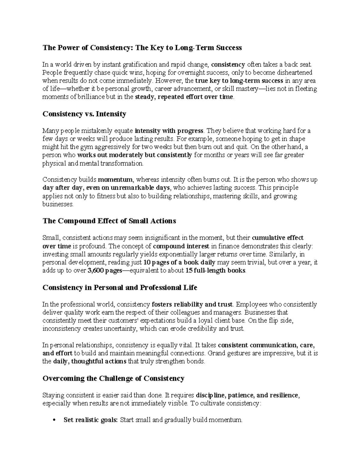 The Power of Consistency: A Guide to Long-Term Success - Studocu