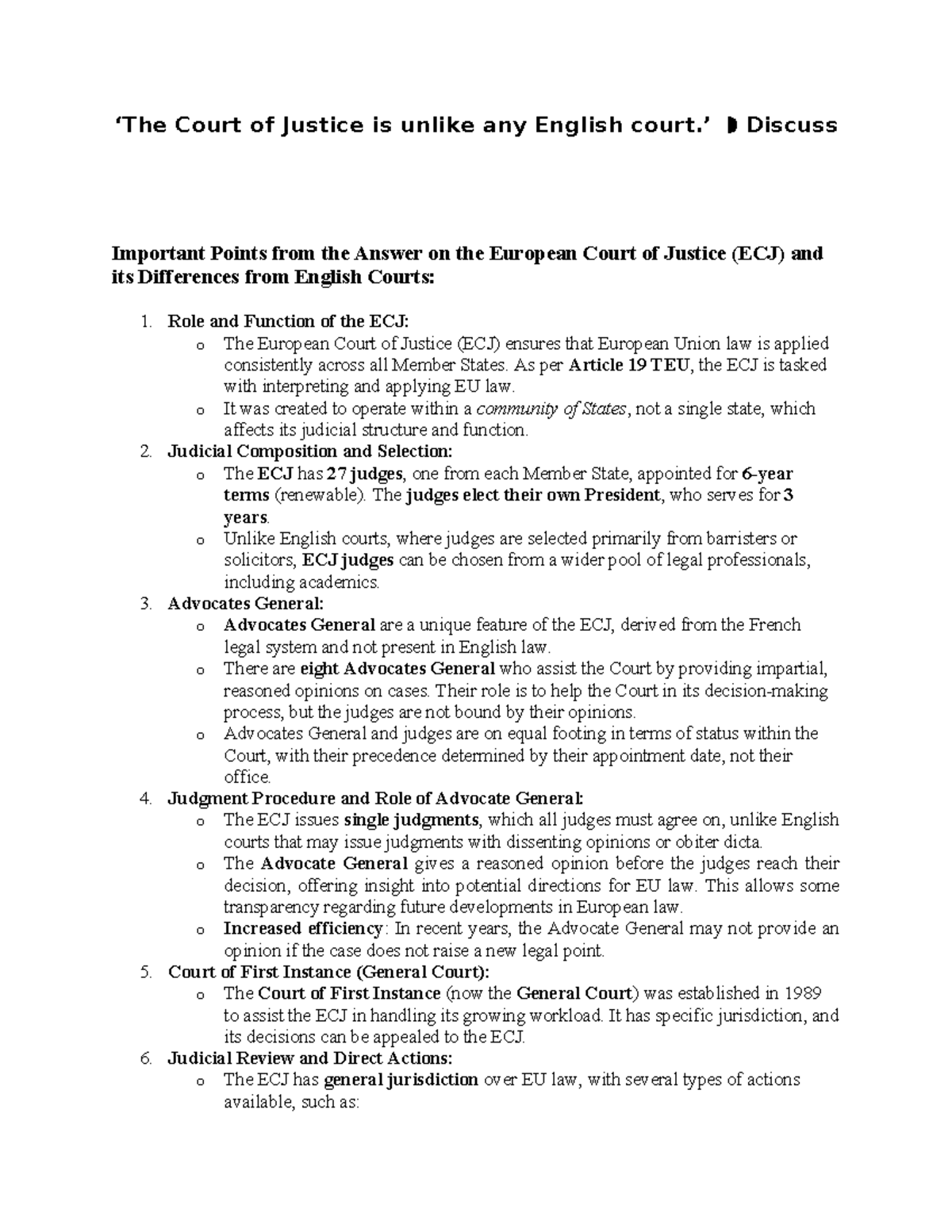 ECJ vs English Courts: Key Differences in Judicial Structure & Function ...