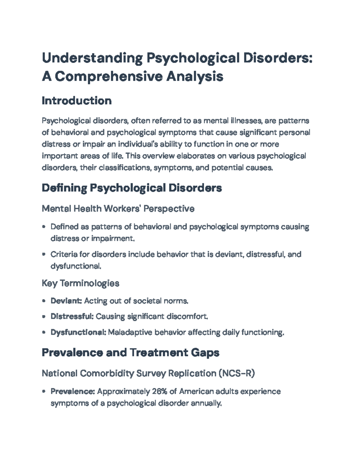 Psychological Disorders: Classifications, Symptoms & Treatment Gaps ...
