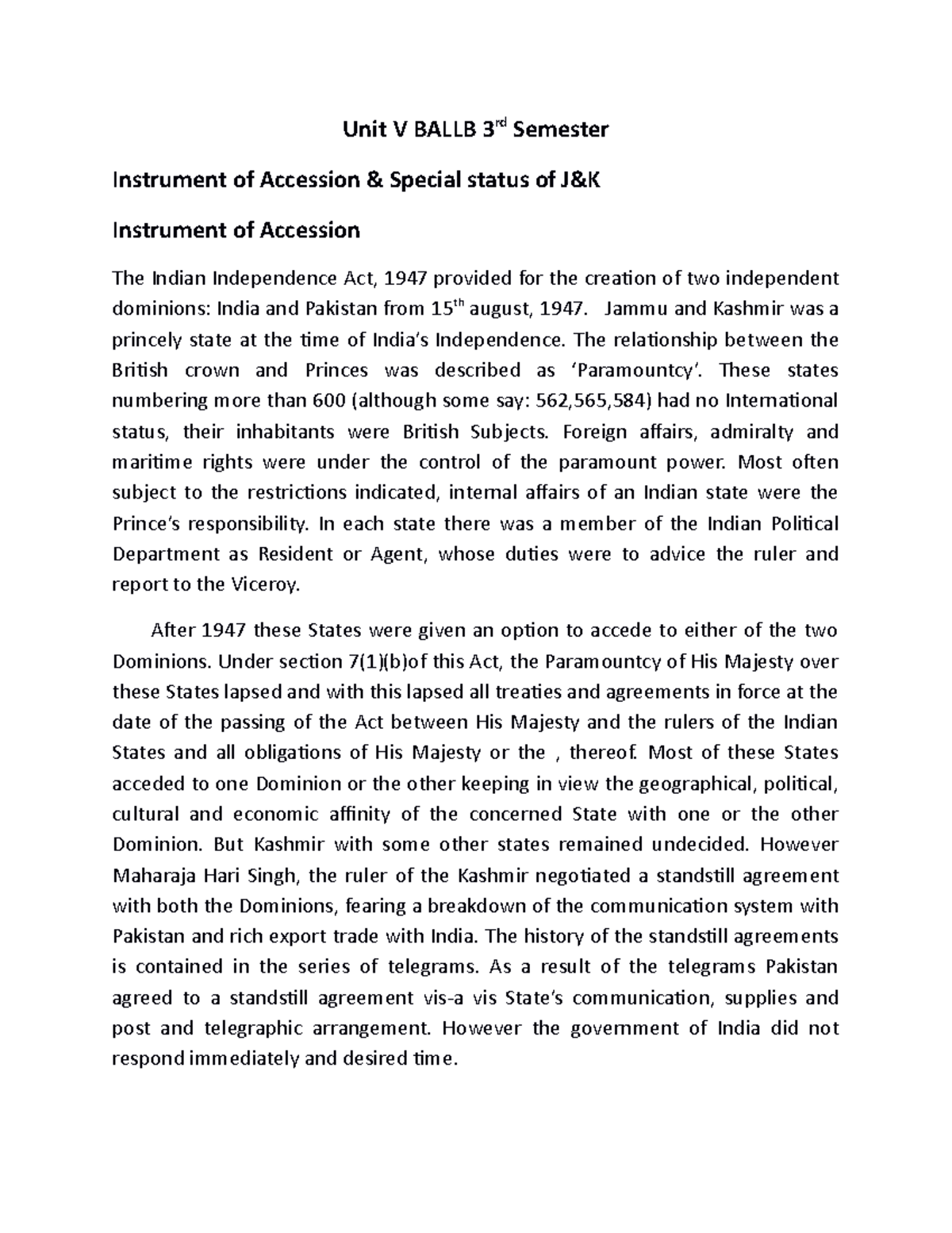 Instrument of Accession 1 1 - Copy - Unit V BALLB 3rd Semester ...