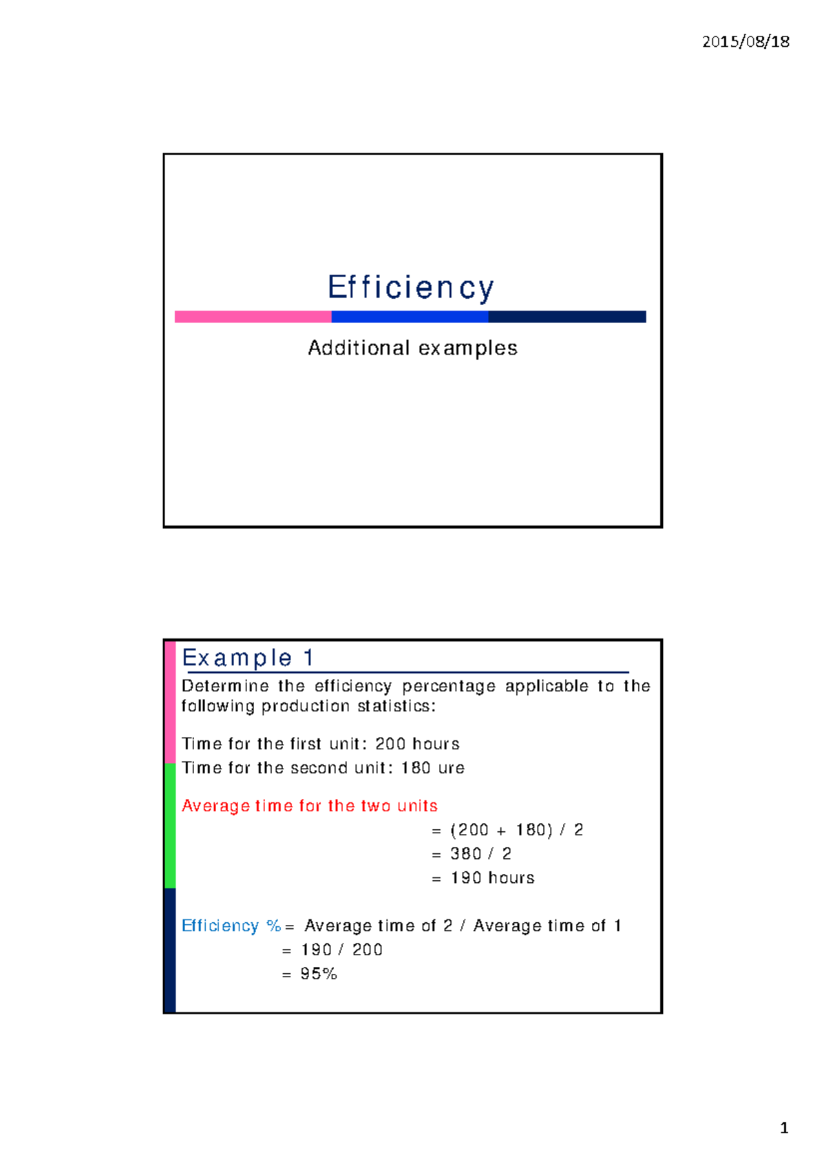 Efficiency Calculation Examples: How to Determine Efficiency % - Studocu