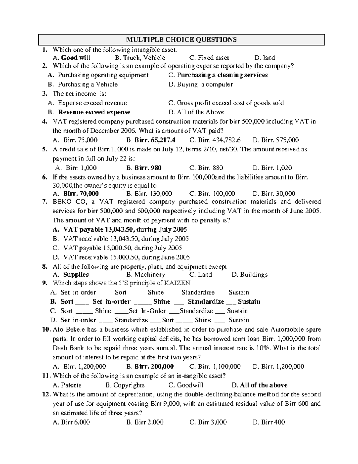 ABS III - Multiple Choice Questions Review - Studocu