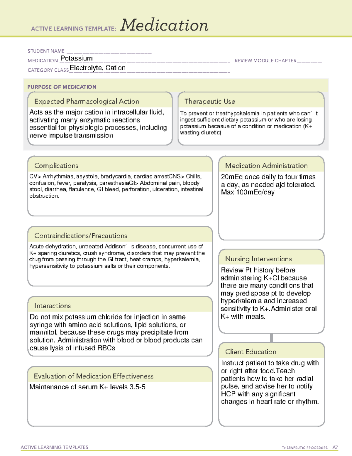 ALT-medication- potassium active learning template - ACTIVE LEARNING ...