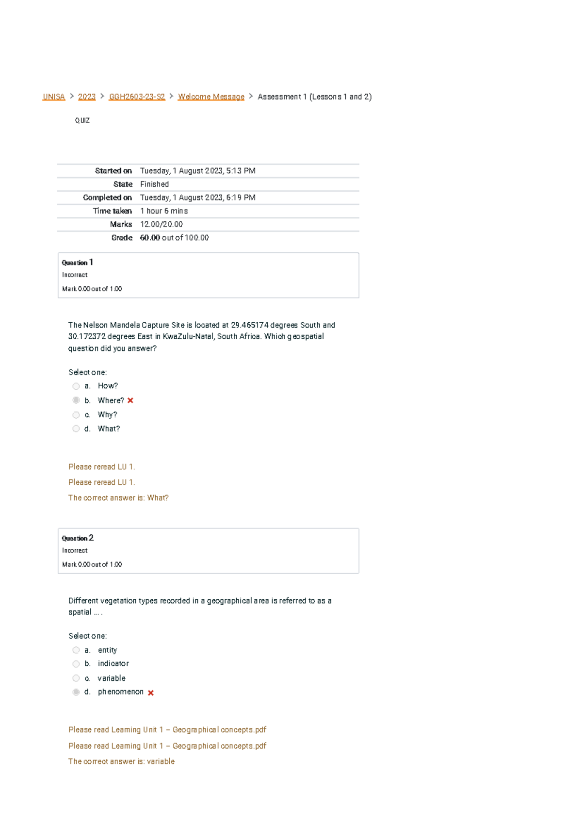 Assessment 1 Review for GGH2603-23-S2 (Lessons 1 & 2) - Studocu
