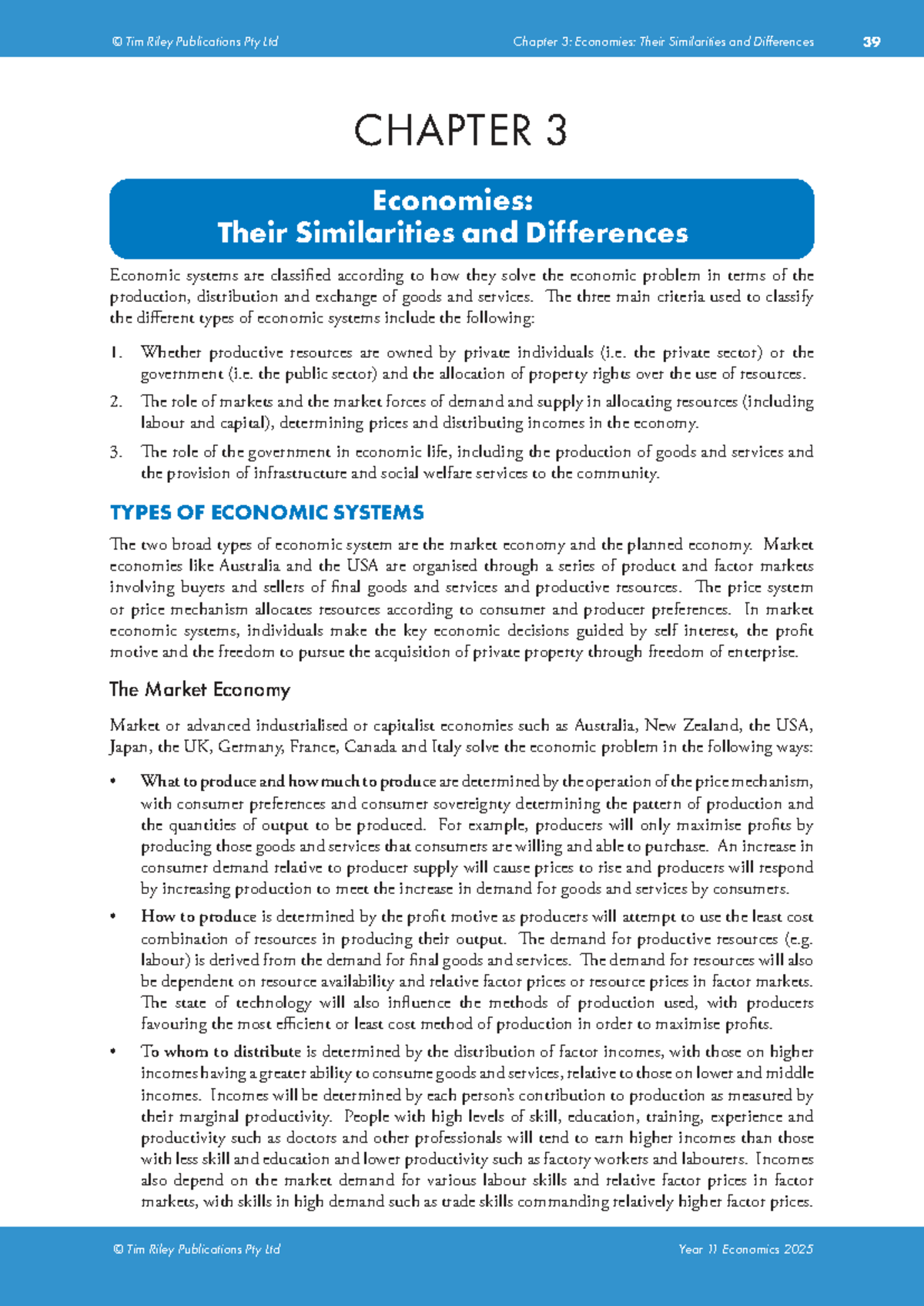 Riley 2025 Year 11 Economics Chapter 3: Economic Systems Explained ...