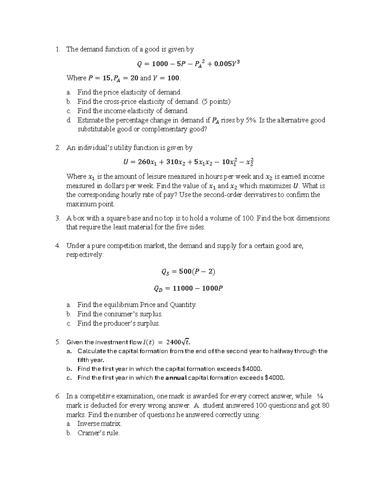 Review Exercises for Chapters 5-8 (Economics) - Updated 250522 122024 ...